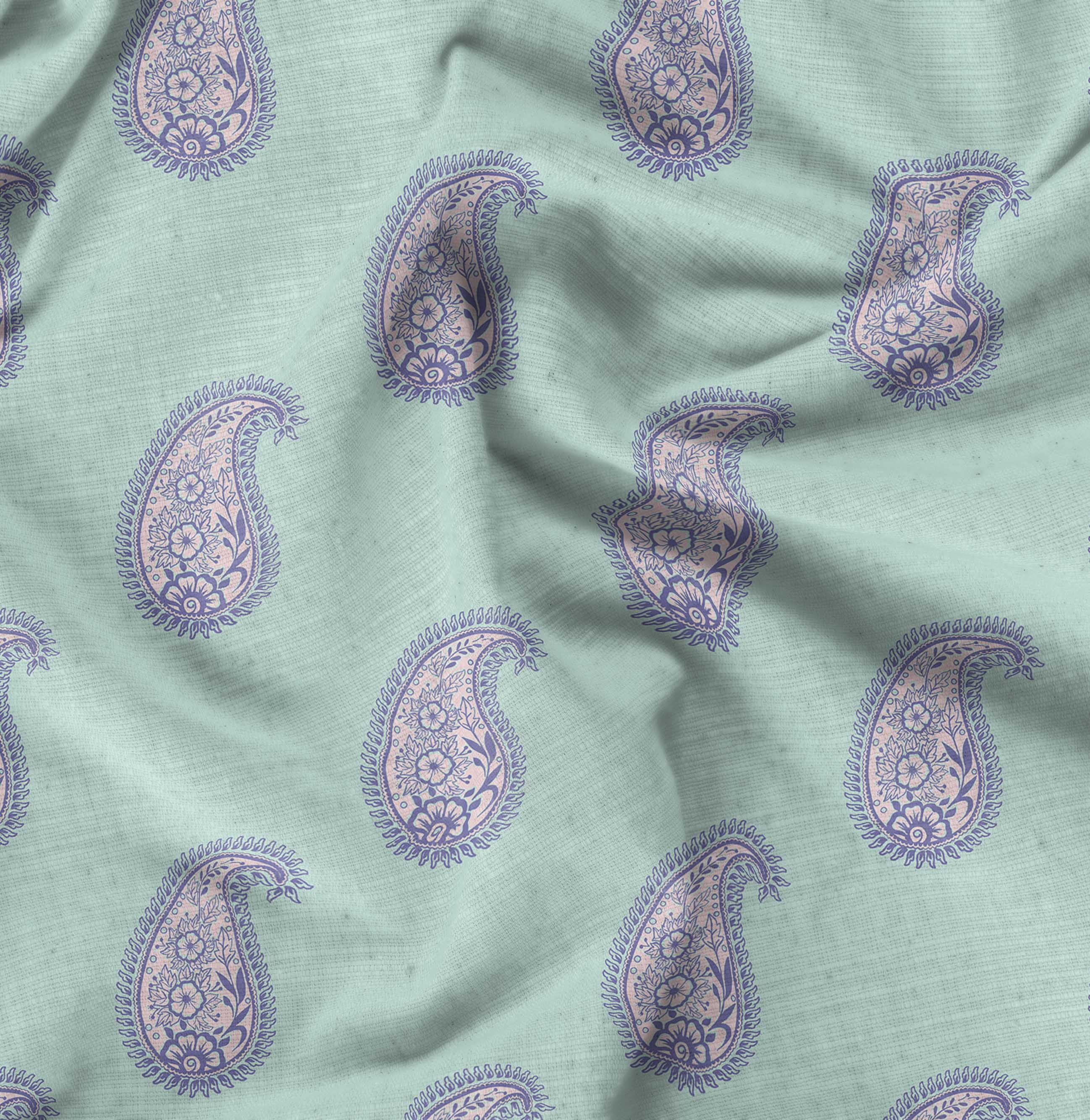 Soimoi Minky Green Fabric By the Yard - 56 Inch Wide - Paisley Leaf ...