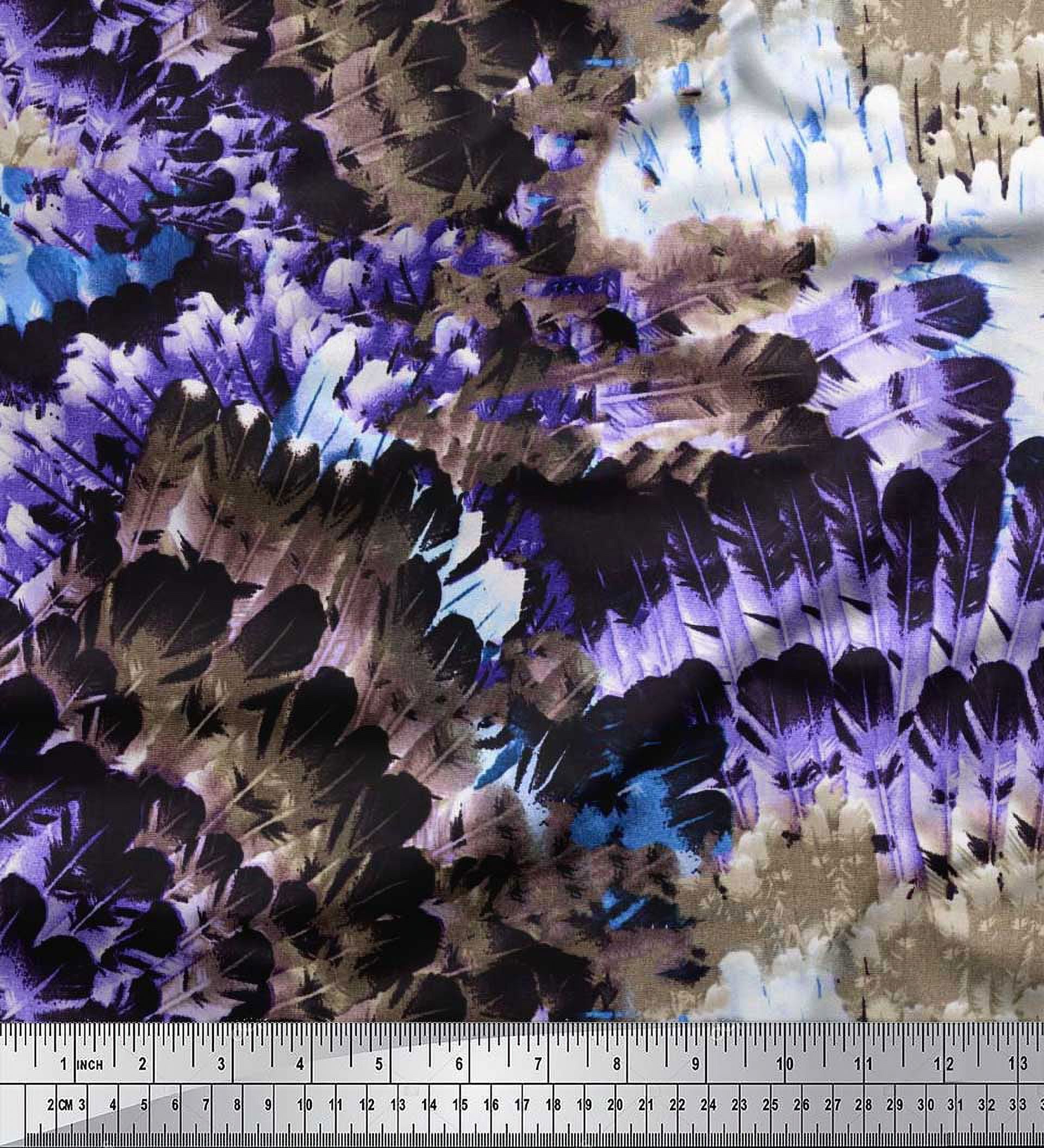 Soimoi Modal Satin Fabric Feather Texture Print Fabric by The Yard 42 ...