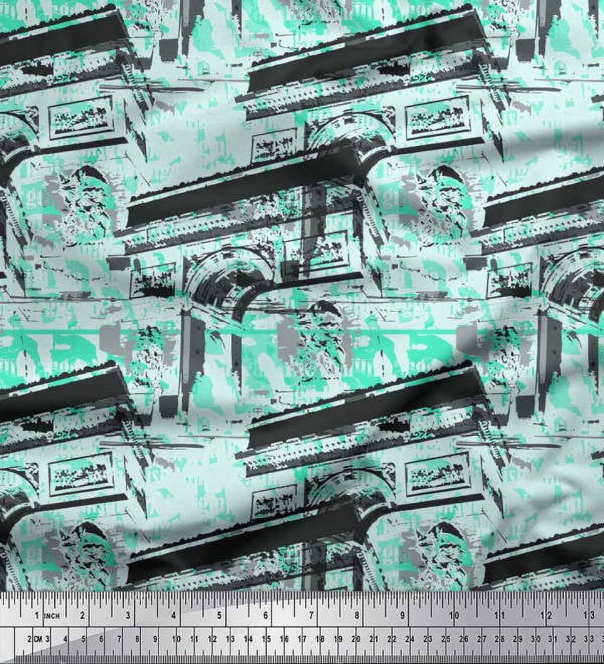 Soimoi Modal Satin Fabric texture & monument Architectural Print Fabric ...