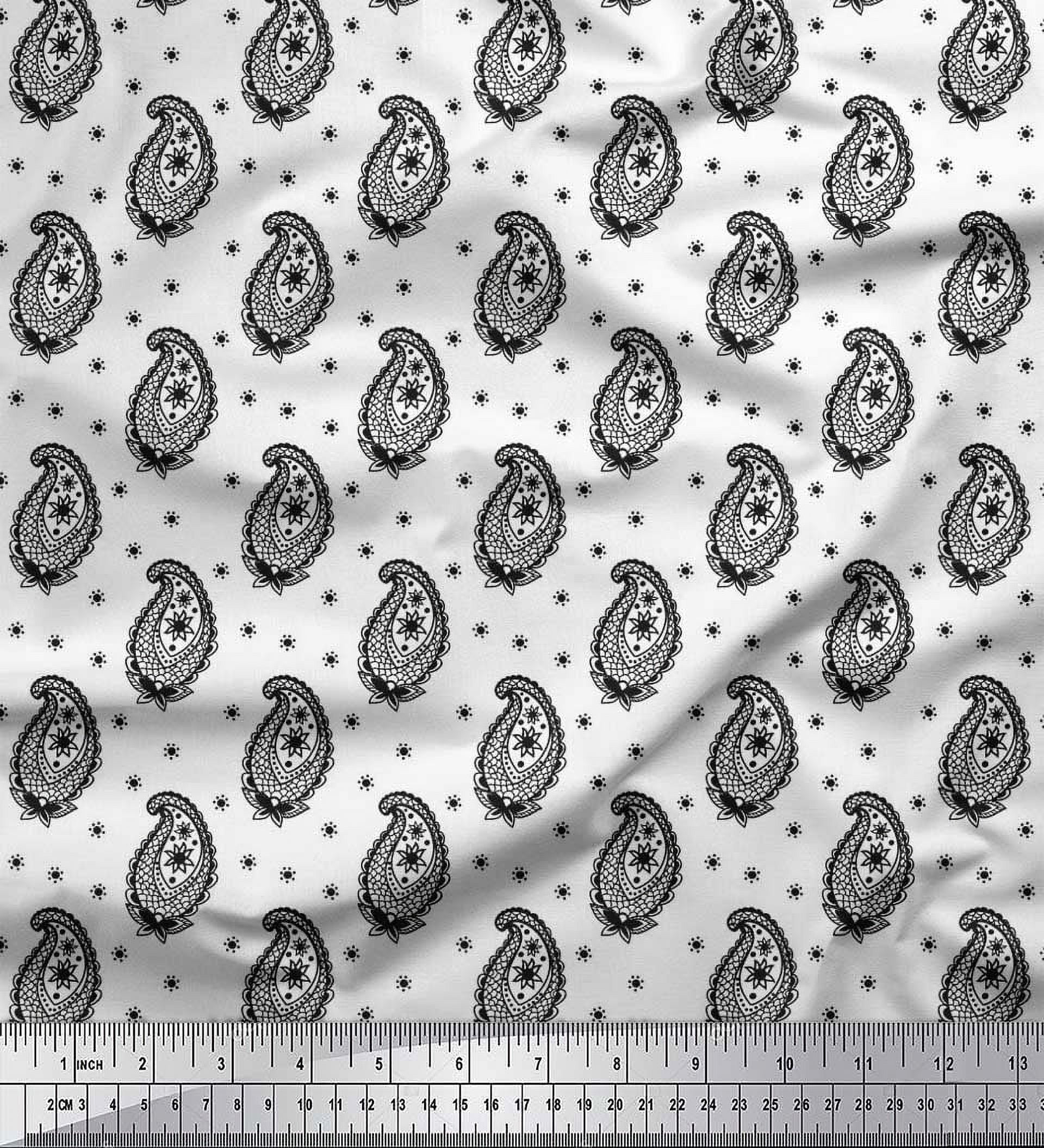 Soimoi Moss Georgette Fabric Dot & Paisley Artistic Print Sewing Fabric ...