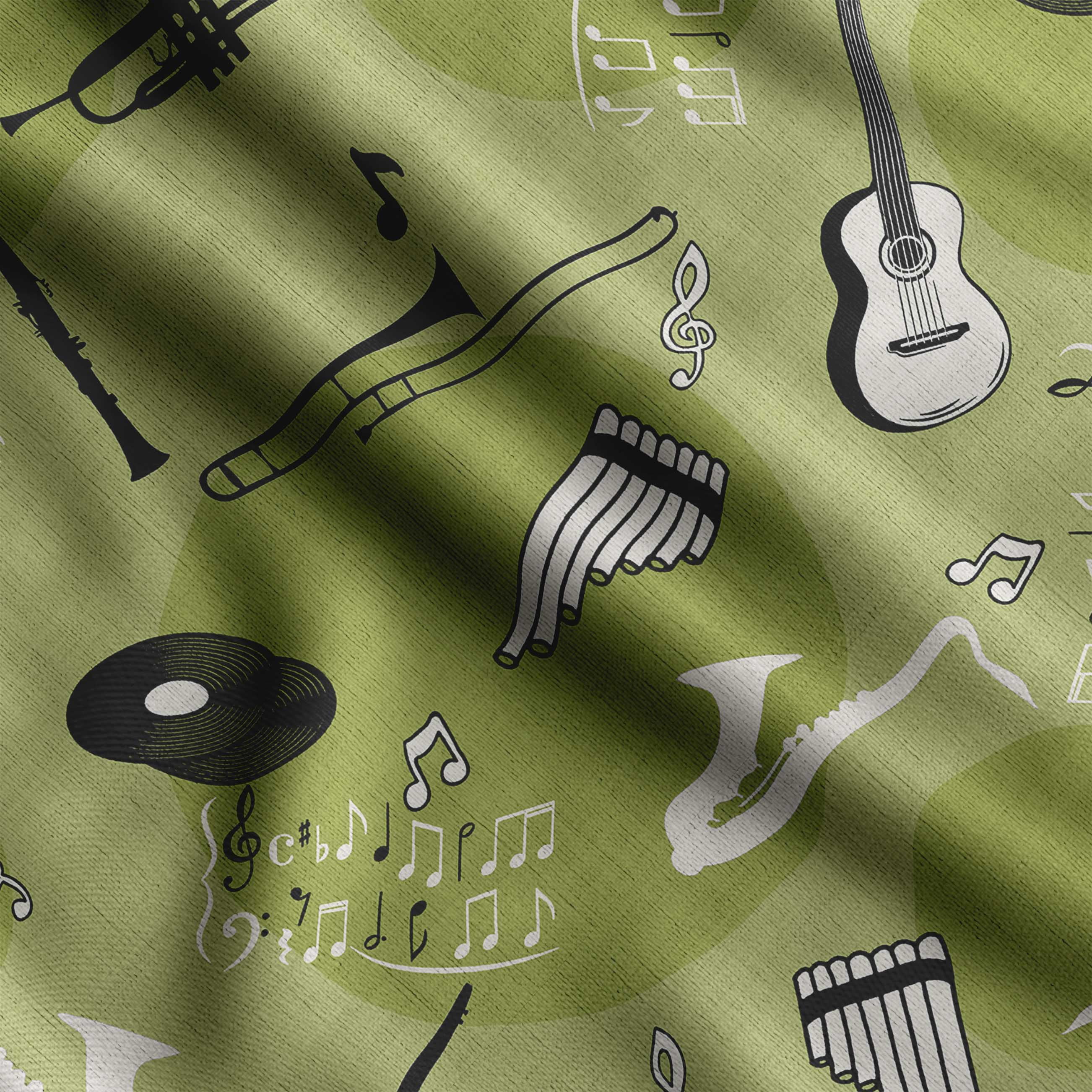 Soimoi Musical Instruments Print, Velvet Fabric, Decor Sewing Fabric by ...