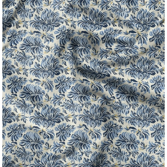 Soimoi Poly Canvas Blue Fabric By the Yard - 56 Inch Wide - Leaves ...