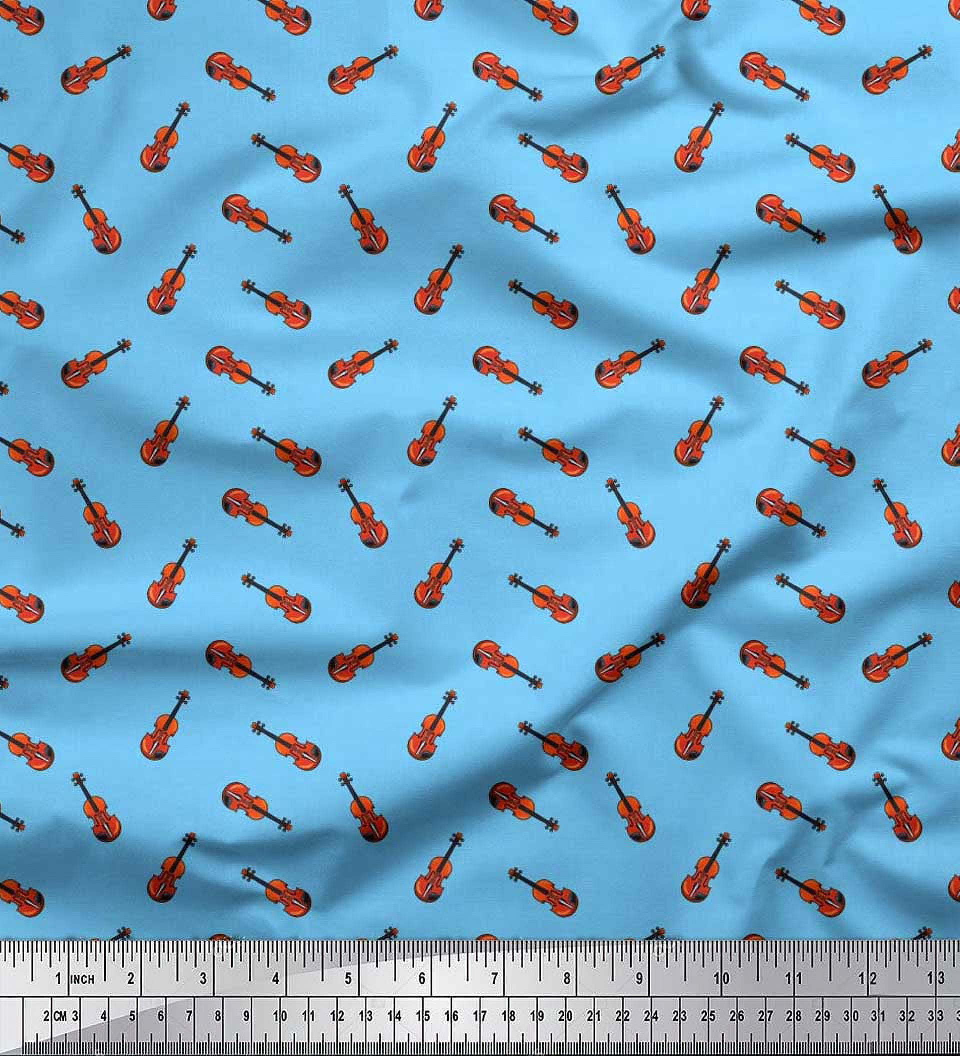 Soimoi Polyester Crepe Fabric Guitar Musical Instrument Fabric Prints ...