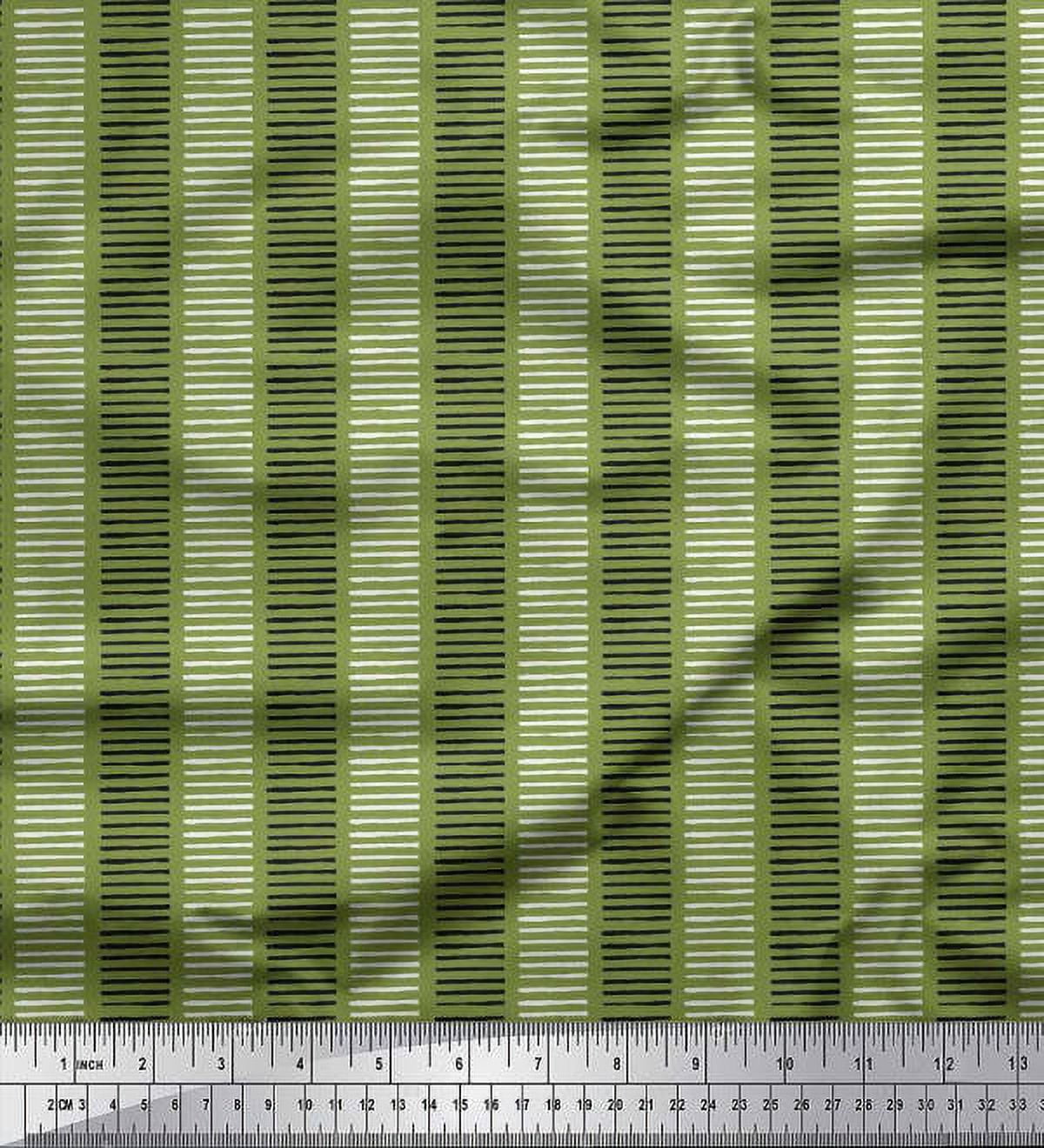 Soimoi Polyester Crepe Fabric Stripe Block Print Fabric by The Yard 42 ...