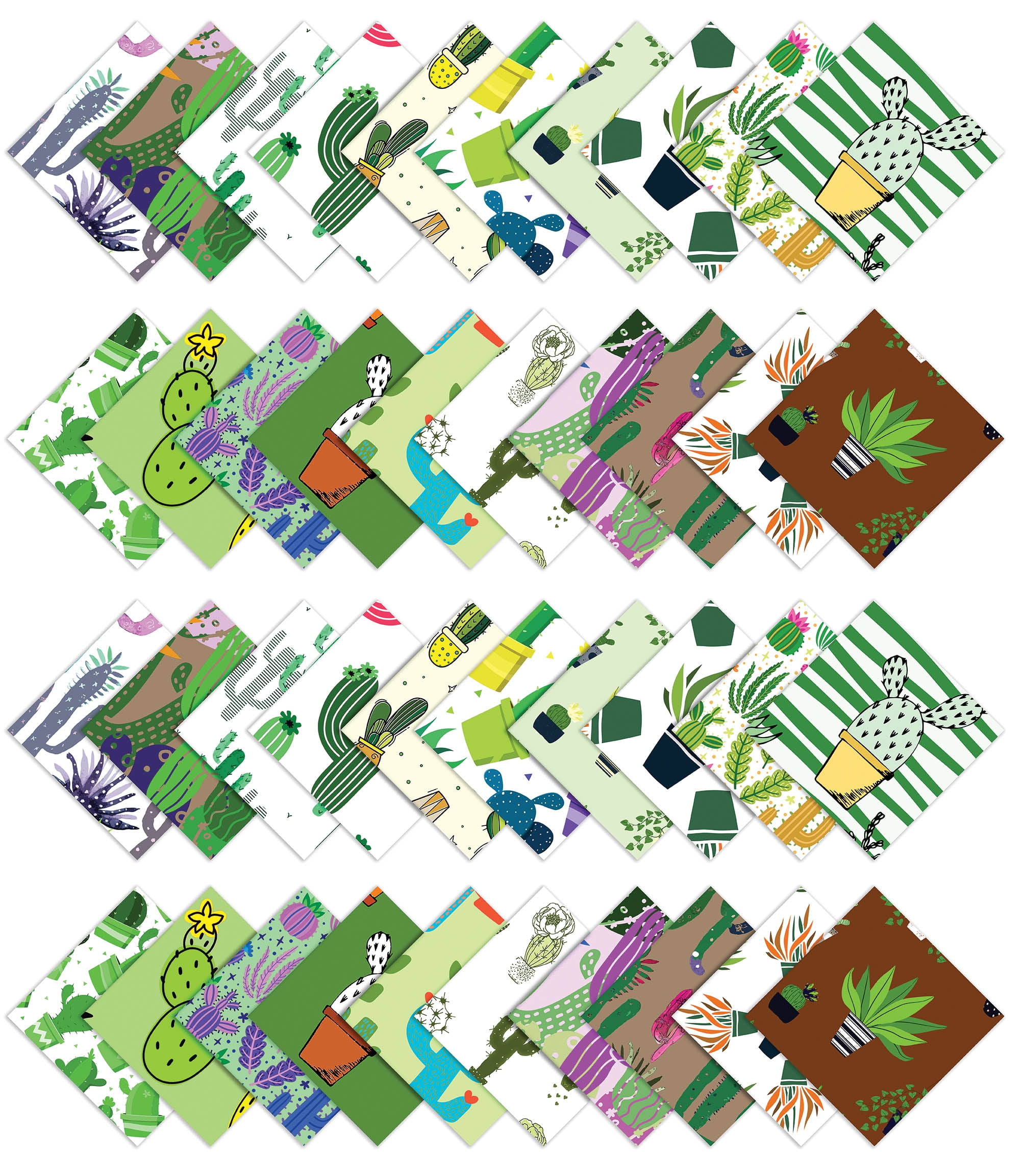 Soimoi Precut 10-inch House Plants Prints Cotton Fabric Bundle Quilting ...