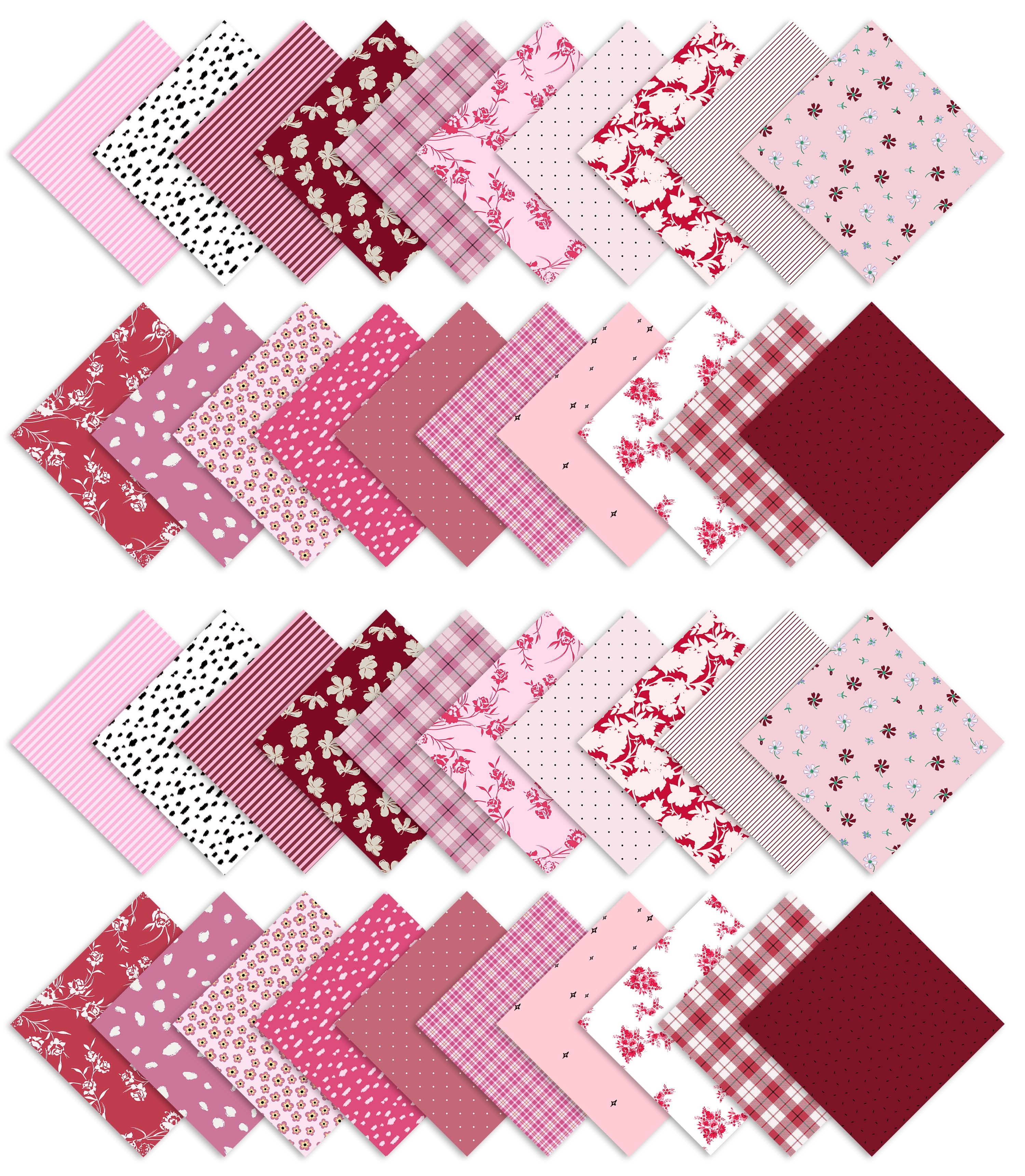 Soimoi Precut 5-inch Floral & Check Prints Cotton Fabric Bundle ...