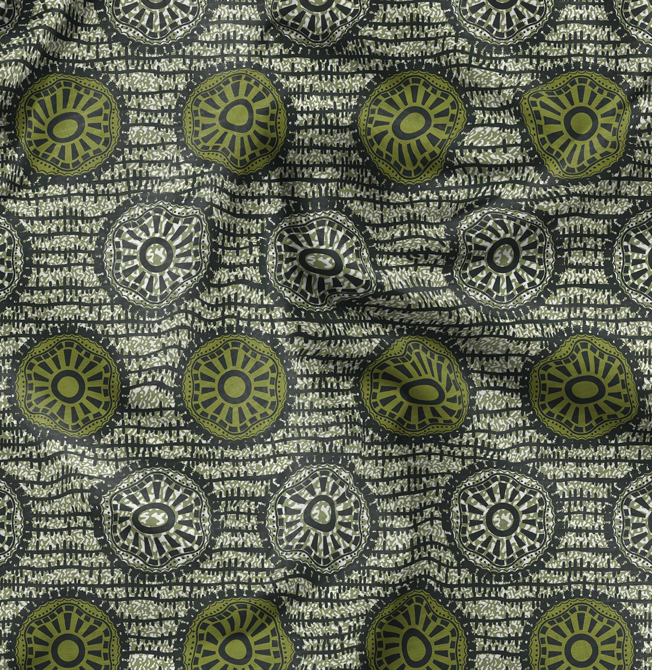 Soimoi Pure Silk Green Fabric By the Yard - 42 Inch Wide - African ...