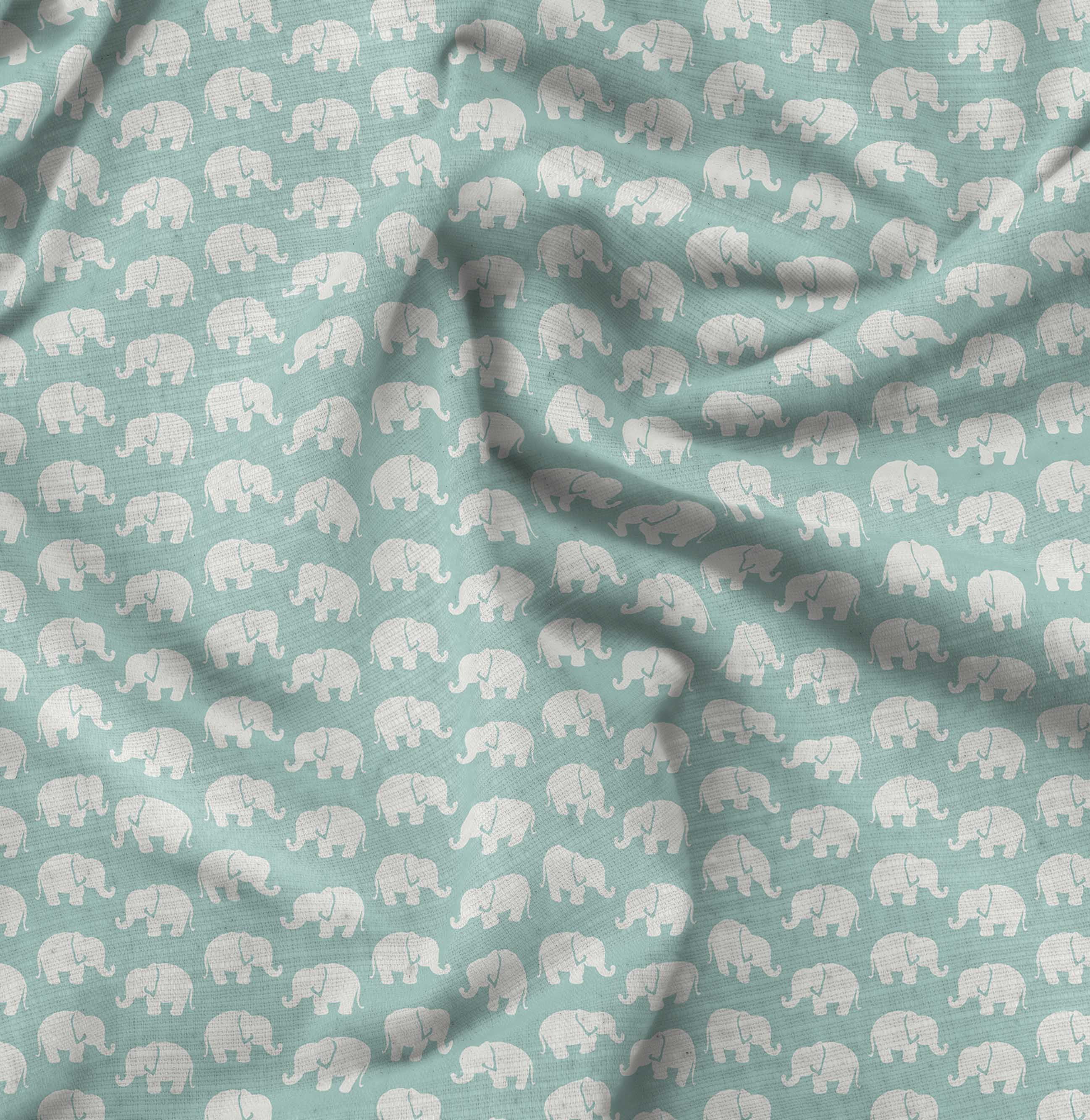 Soimoi Pure Silk Green Fabric - By the Yard - 42 Inch Wide - Elephant ...