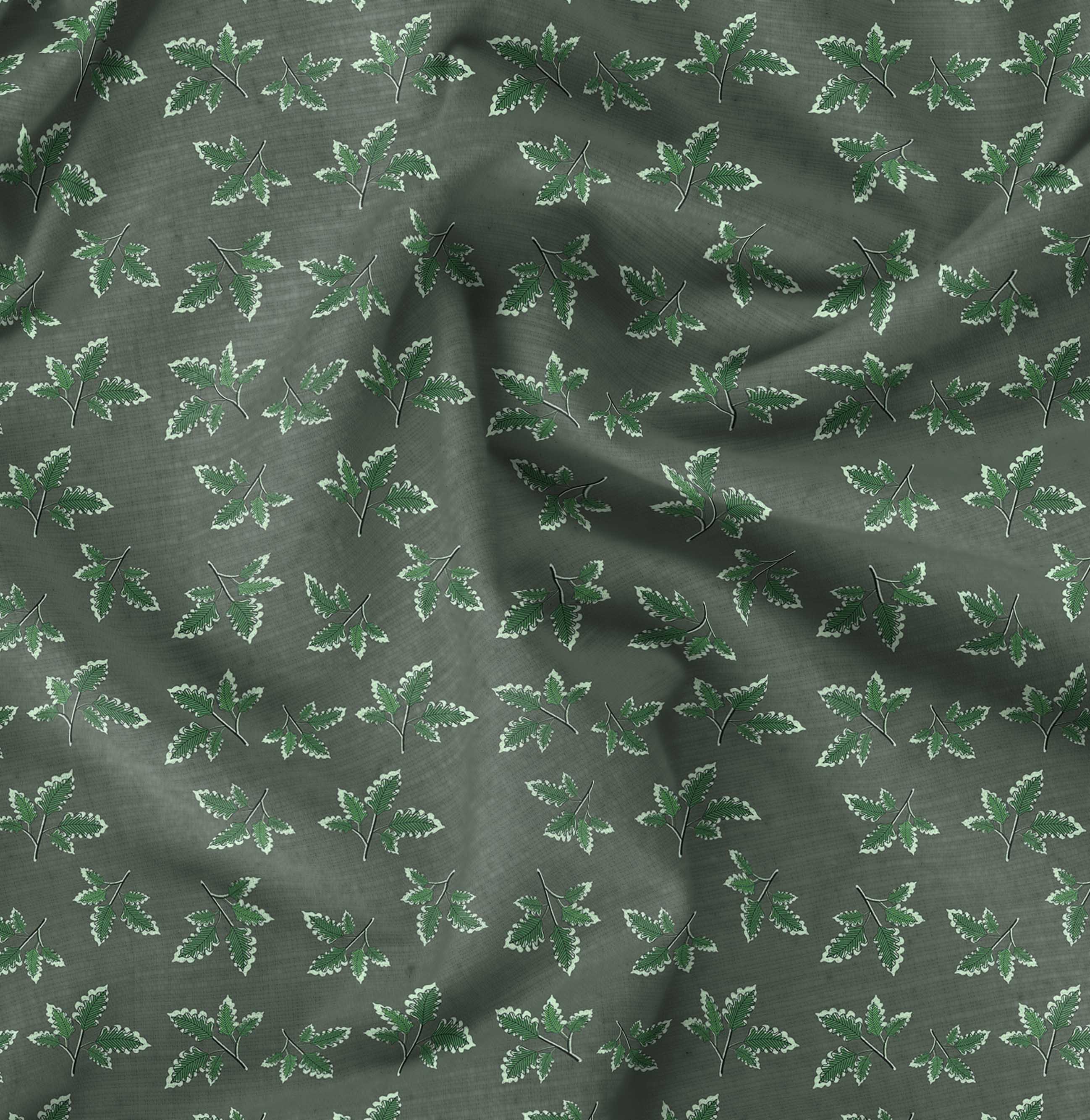 Soimoi Pure Silk Green Fabric By the Yard - 42 Inch Wide - Leaves Print ...