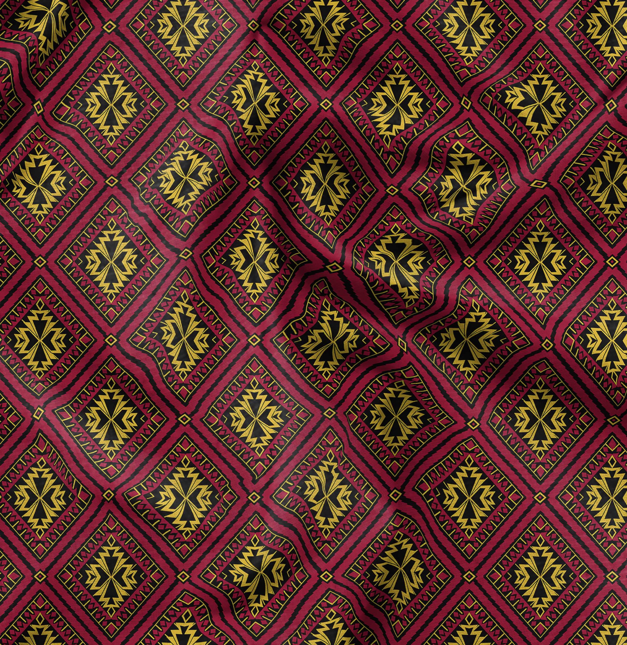 Soimoi Pure Silk Red Fabric By the Yard - 42 Inch Wide - African Tribal ...