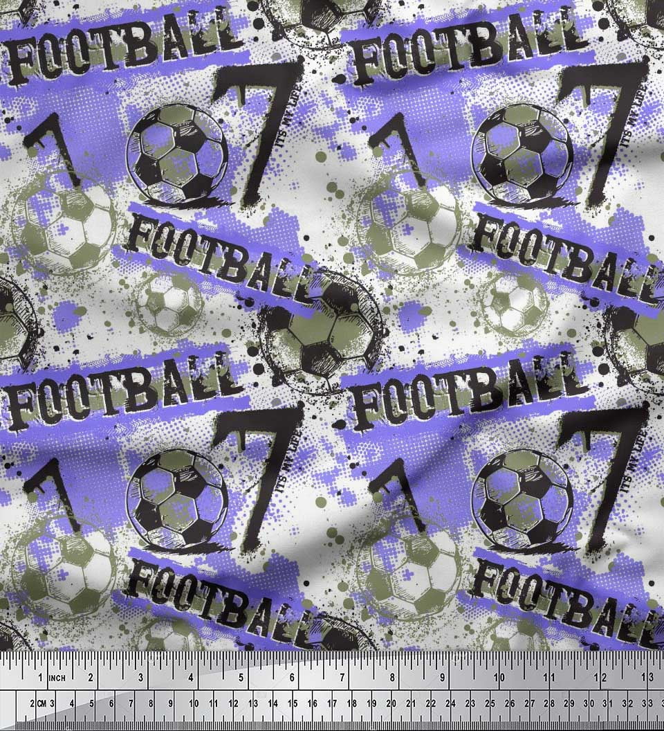Soimoi Purple Cotton Duck Fabric Brush Stroke & Football Men Print ...