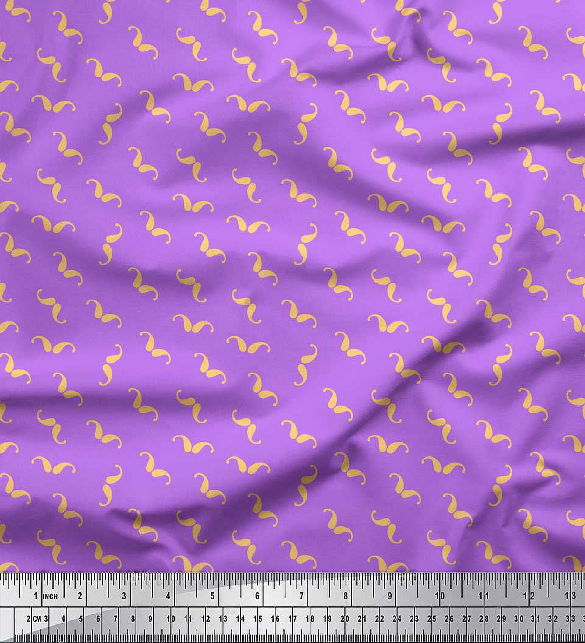Soimoi Purple Cotton Duck Fabric Moustache Paisley Fabric Prints By ...