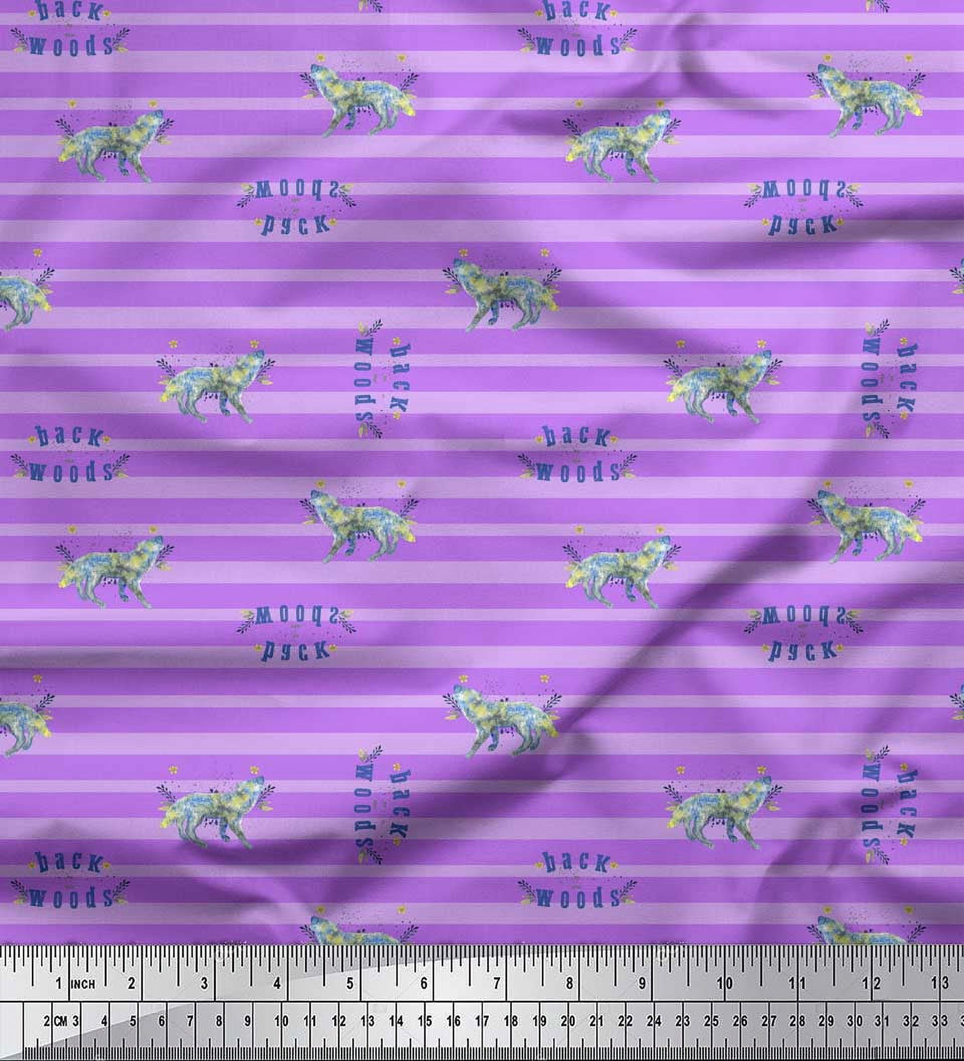 Soimoi Purple Cotton Voile Fabric Wolf & Stripe Print Fabric by Yard 42 ...
