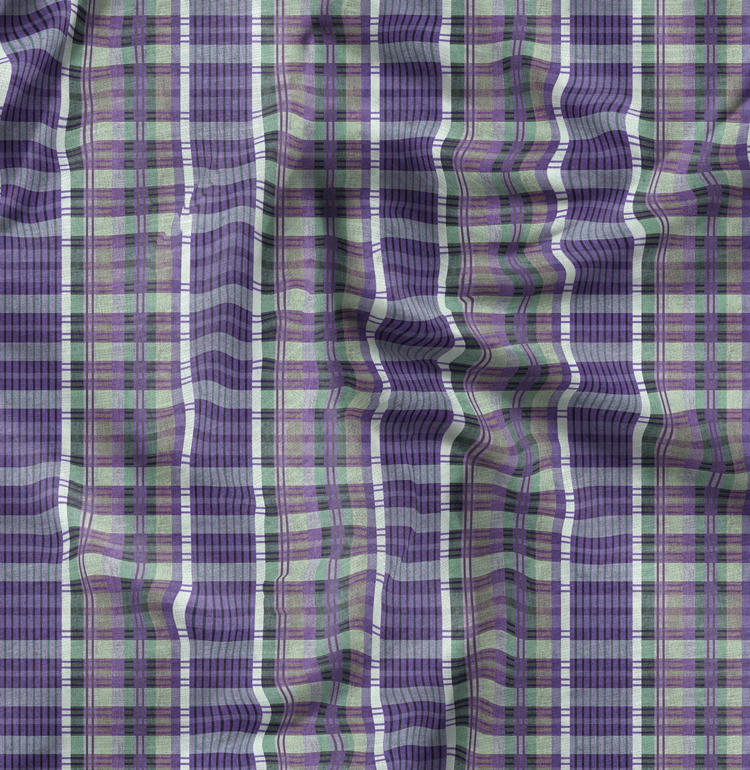 Soimoi Purple Fabric - By the Yard - 54 Inch Wide - Checkered Blocks ...