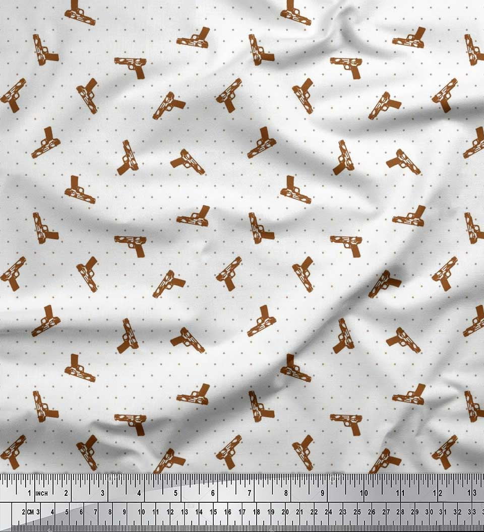 Soimoi Rayon Crepe Fabric Dot & Weapon Fabric Prints By Yard 46 Inch ...
