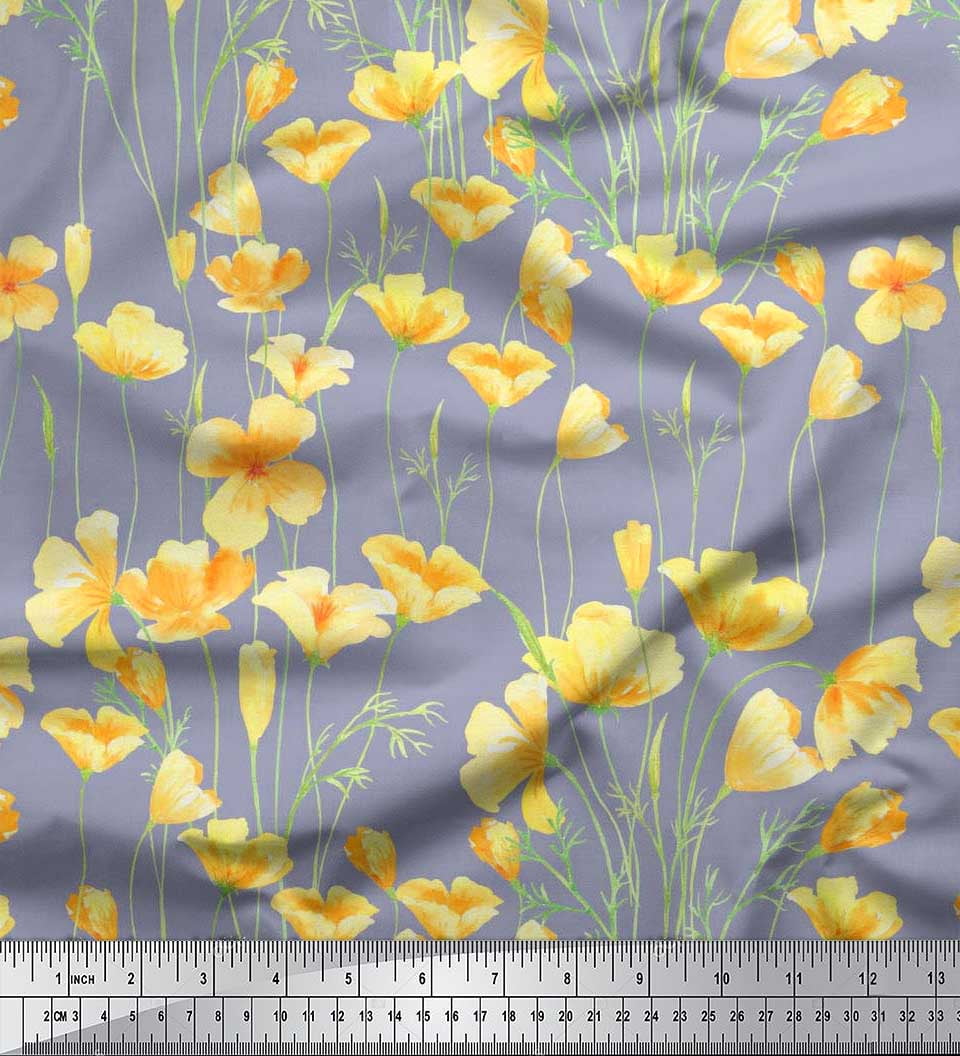 Soimoi Rayon Fabric Buttercup Floral Printed Craft Fabric by The Yard ...