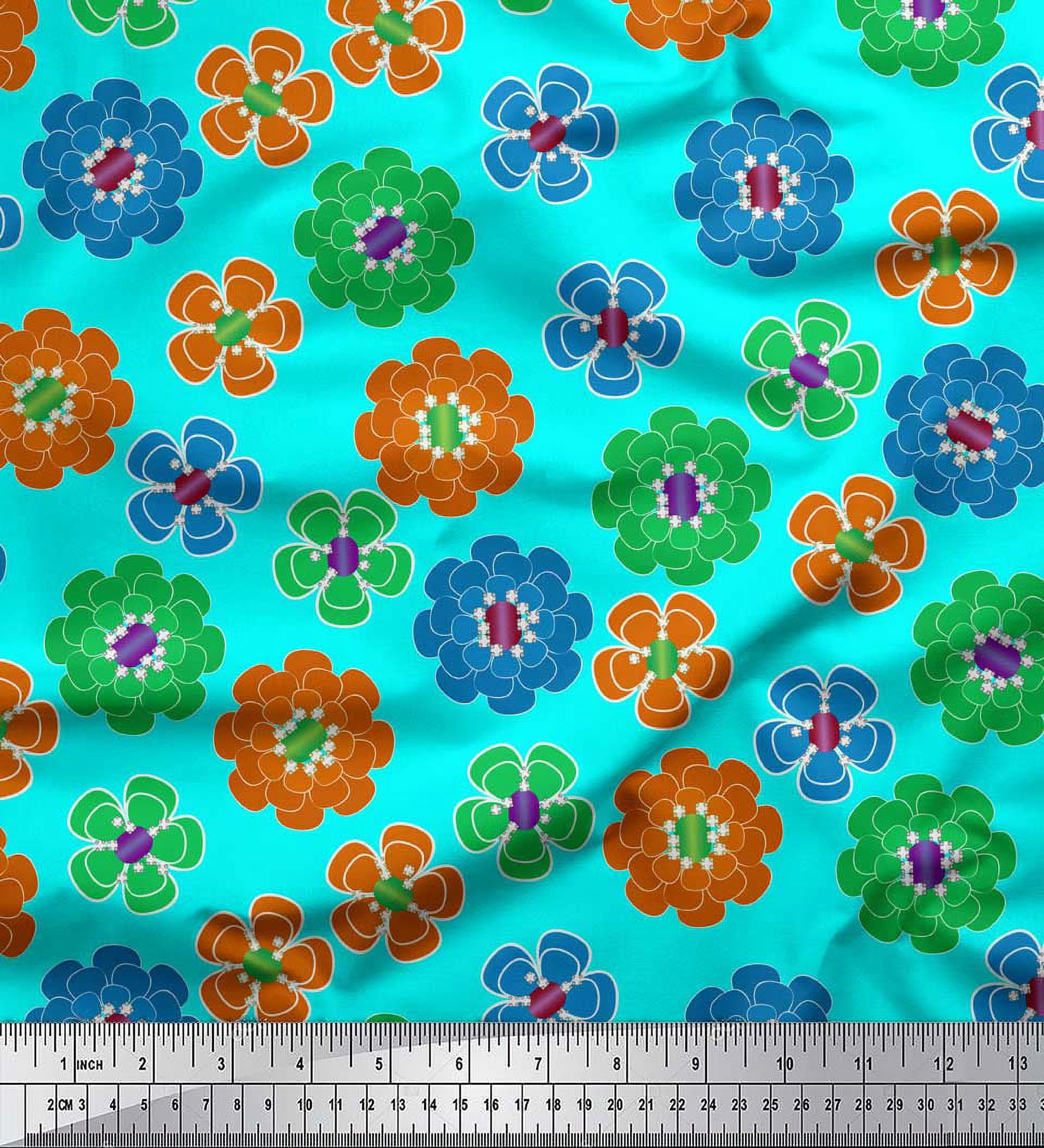 Soimoi Rayon Fabric Colorful Flowers Clip Art Print Fabric by Yard 42 ...