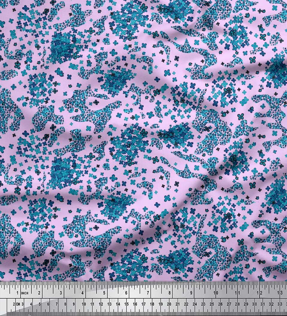 Soimoi Rayon Fabric Floral & Leopard Animal Skin Printed Fabric 1 Yard ...
