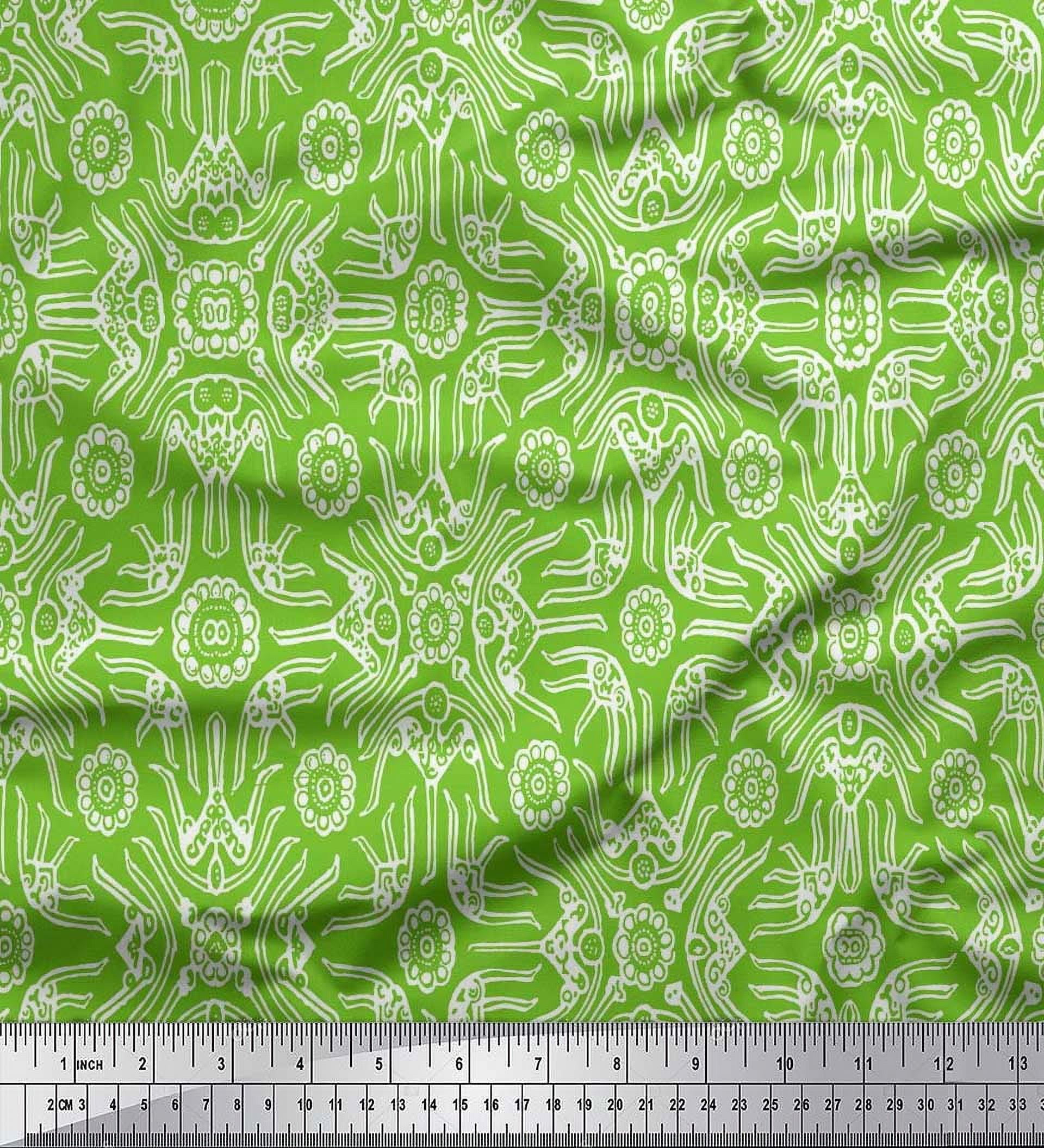 Soimoi Rayon Fabric Floral & Moroccan Damask Print Fabric by Yard 42 ...