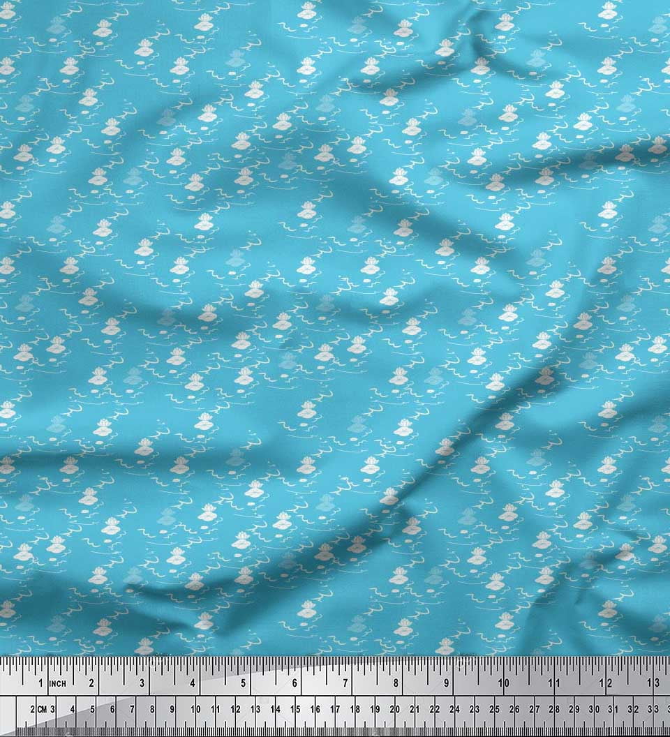 Soimoi Rayon Fabric Leaves & Lotus Shirting Print Fabric by The Yard 42 ...