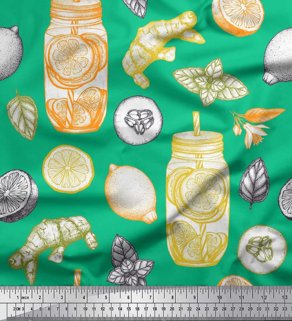 Soimoi Satin Silk Fabric Lemon Slice Jar,Cucumber & Ginger Vegetable ...