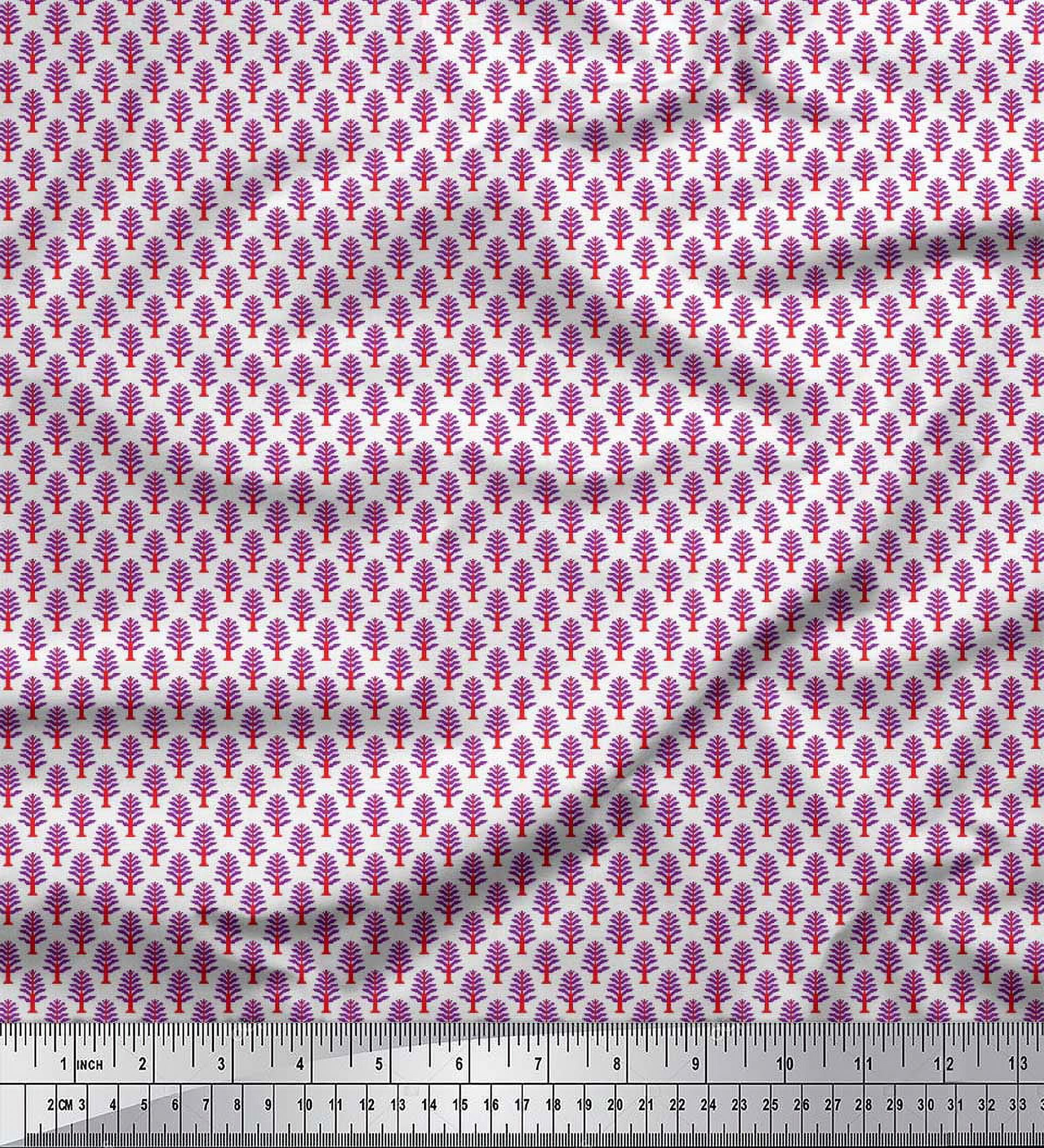 Soimoi Silk Fabric Tree Small Print Fabric by The Yard 42 Inch Wide ...