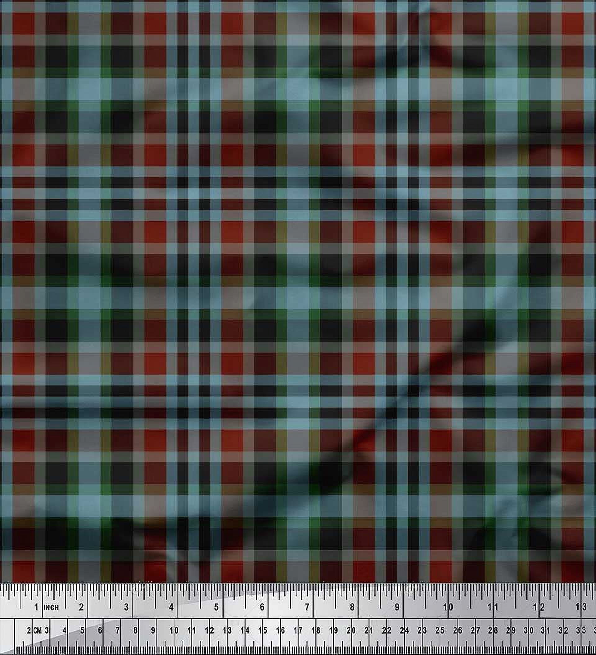 Soimoi Velvet Fabric Gingham Check Print Fabric by Yard 58 Inch Wide ...