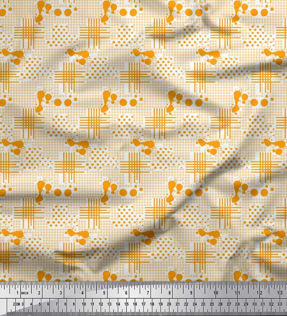 Soimoi Viscose Chiffon Fabric Dot & Check Patchwork Print Fabric by the ...