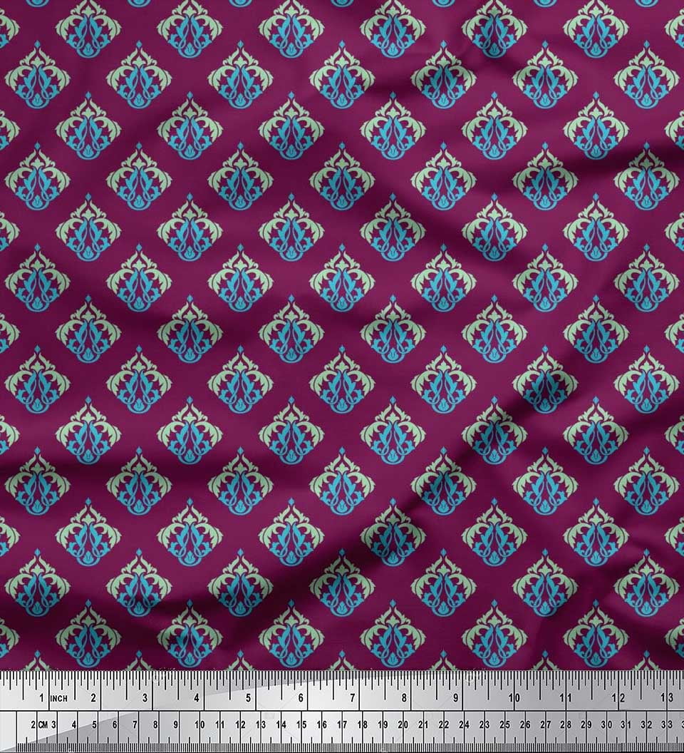 Soimoi Viscose Chiffon Fabric Flourish Damask Print Fabric by The Yard ...