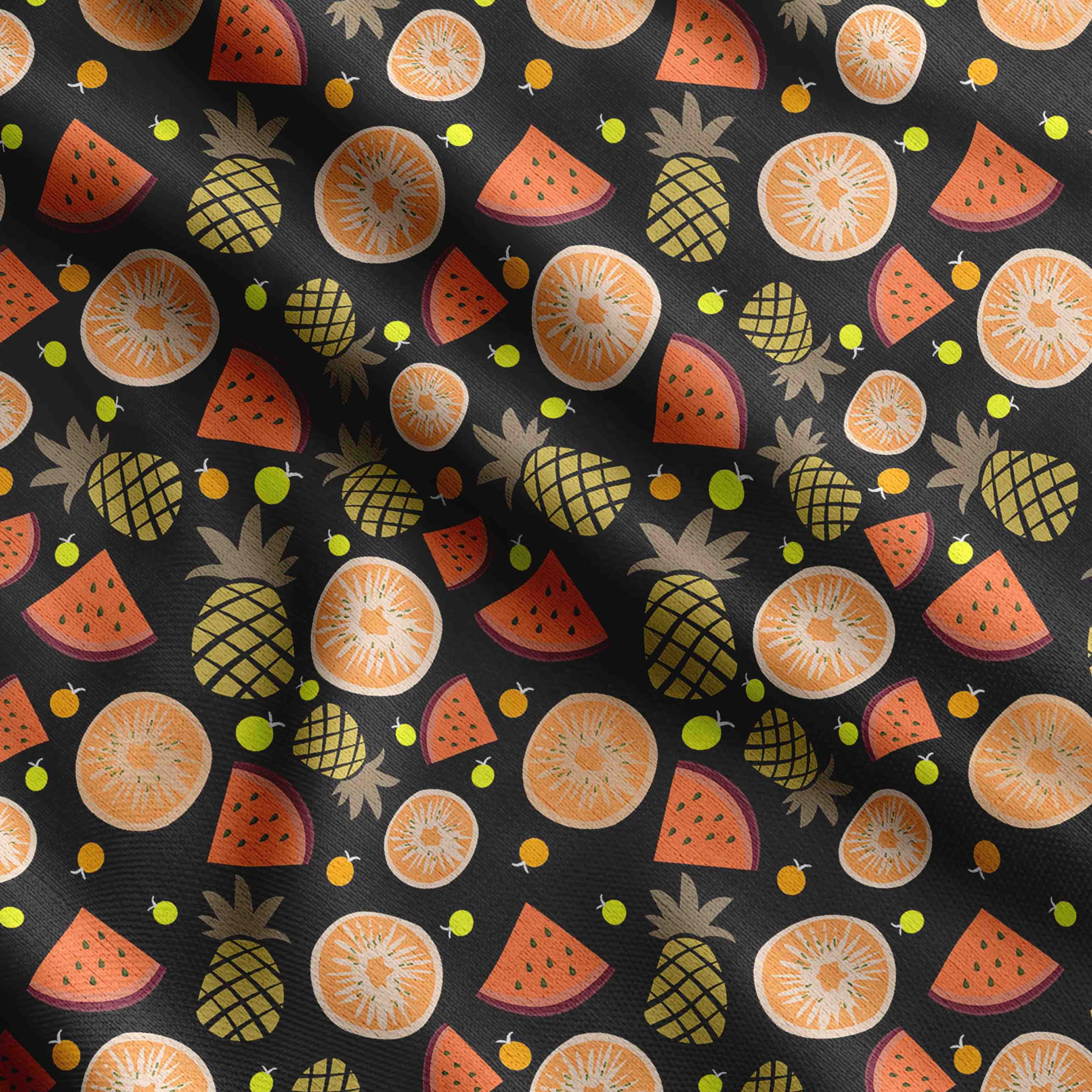 Soimoi Watercolor Fruit Print, Silk Fabric, Decor Sewing Fabric by The ...
