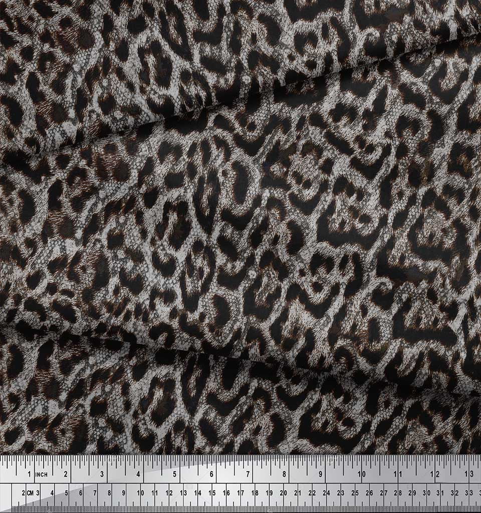 Soimoi White Cotton Duck Fabric Leopard Animal Skin Print Fabric by ...