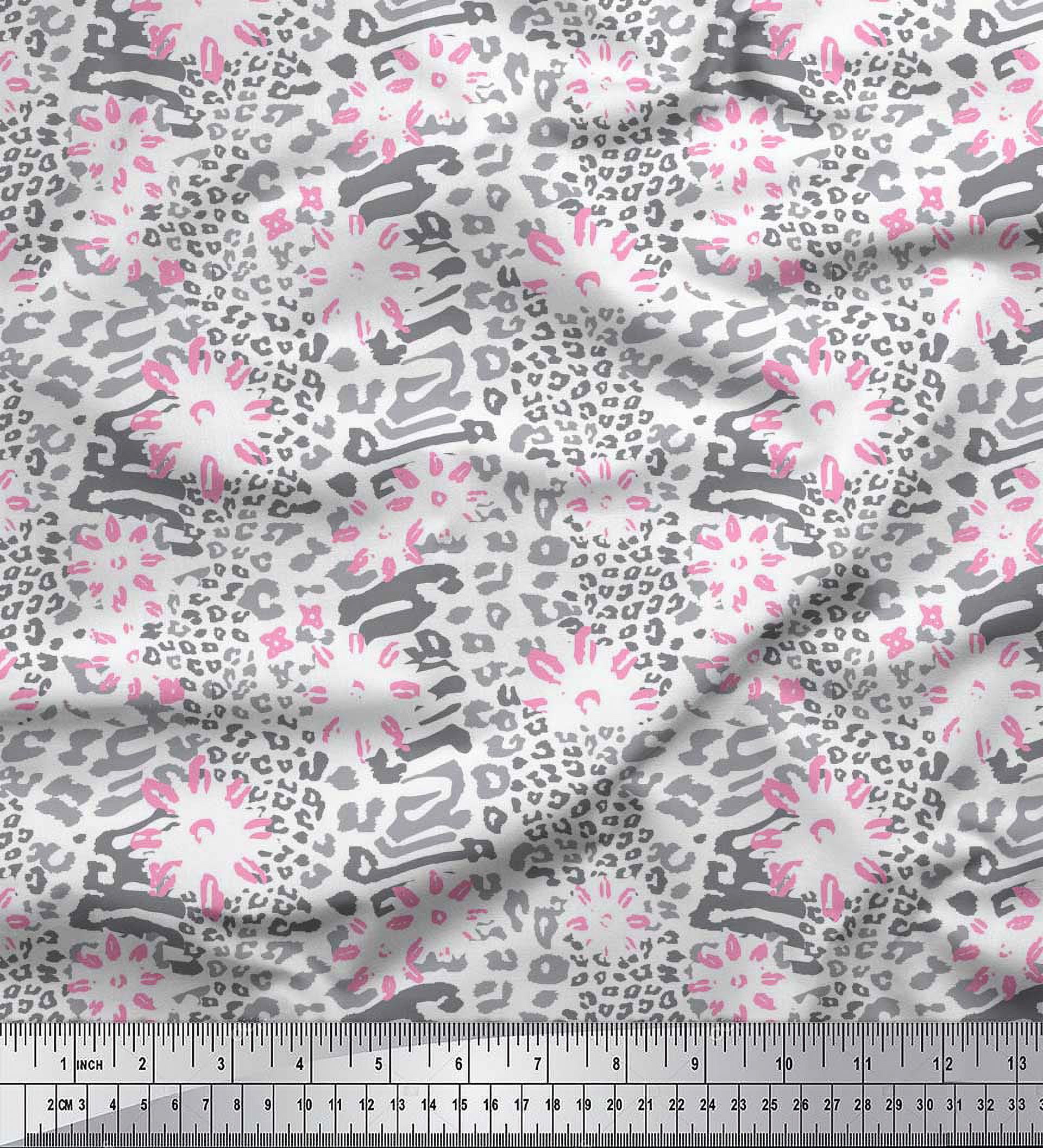 Soimoi White Rayon Fabric Leopard Animal Skin Print Fabric by Yard 42 ...