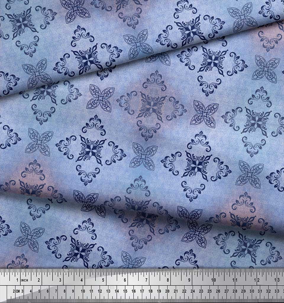 Soimoi polyester Crepe Fabric Texture & Damask Ethnic Printed Craft ...