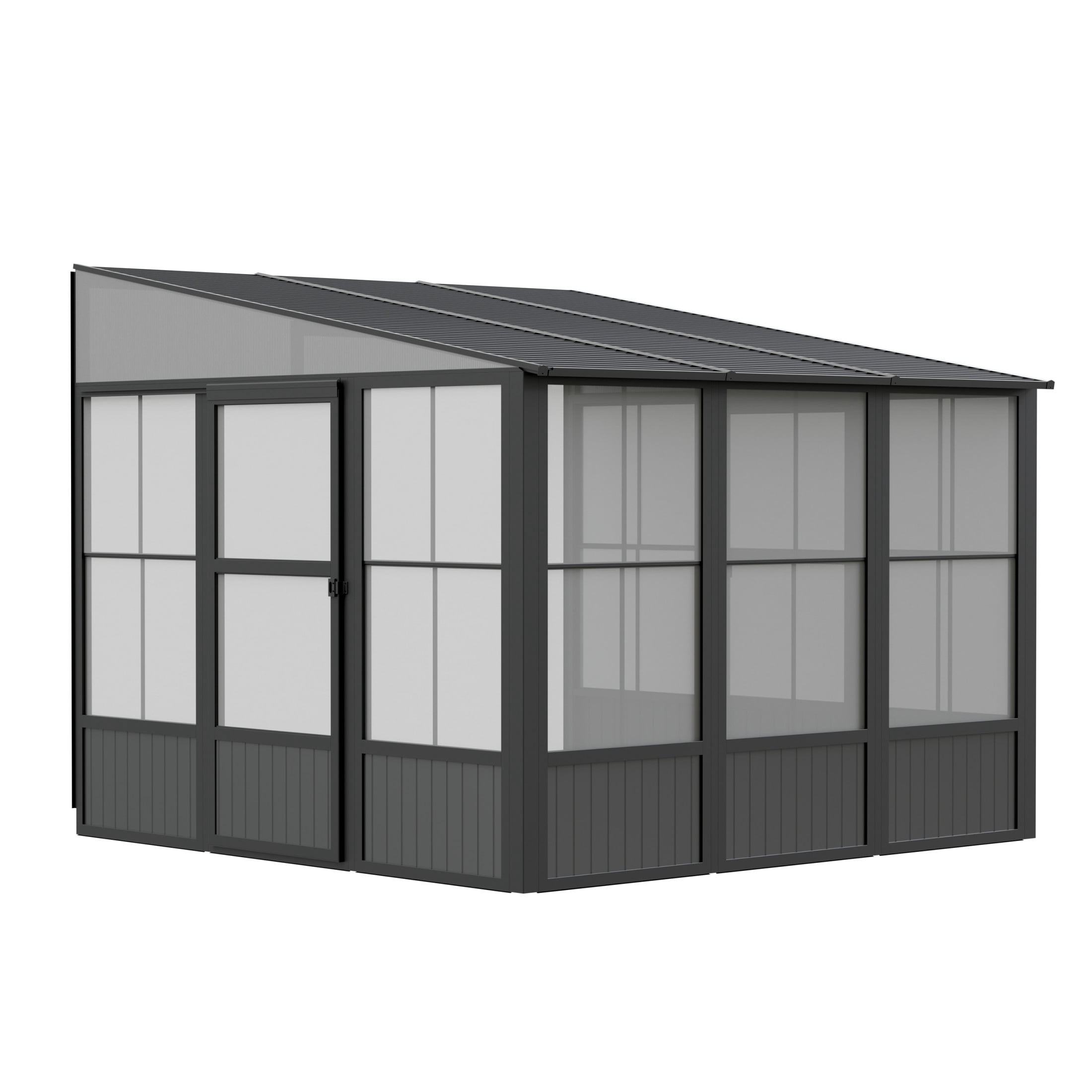 Sojag 10 x 10 x 8 ft Dark Grey Charleston Wall-Mounted Solarium ...