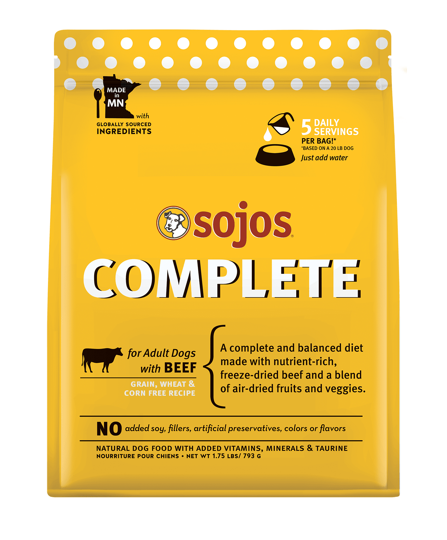 Sojos Complete Beef Recipe Adult Grain-Free Freeze-Dried Raw Dog Food ...
