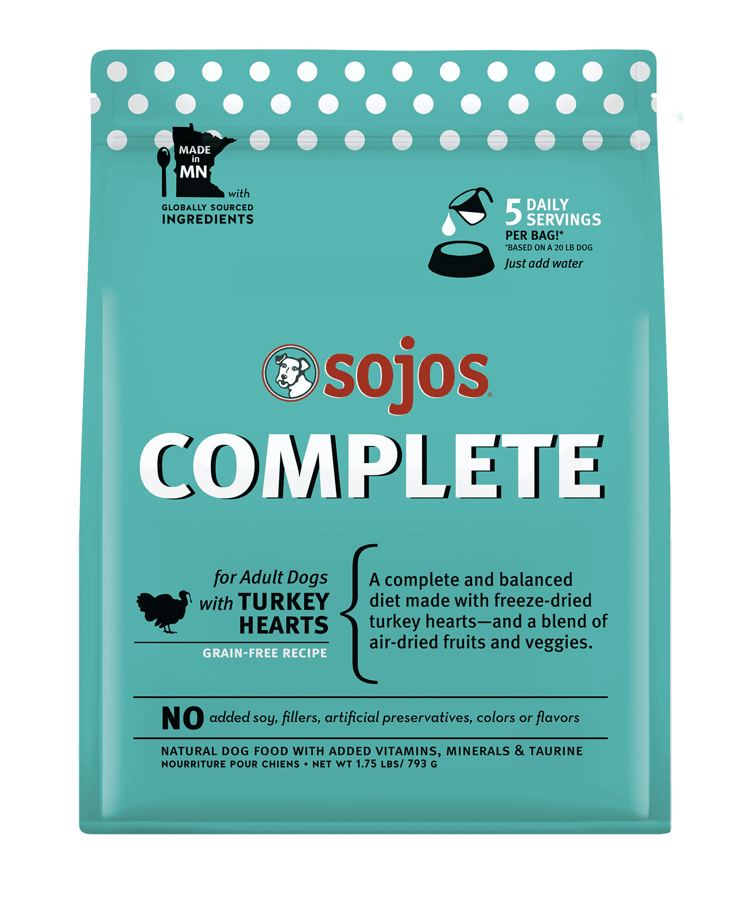 Sojos Complete Turkey Recipe Adult Grain-Free Freeze-Dried Raw Dog Food ...