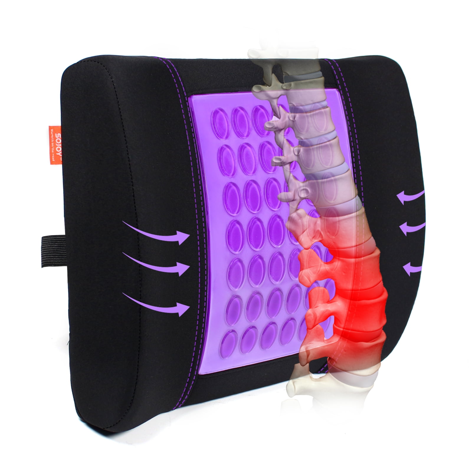 Sojoy Cooling Gel Lumbar Support Pillow for Office Chair or Car Seat ...