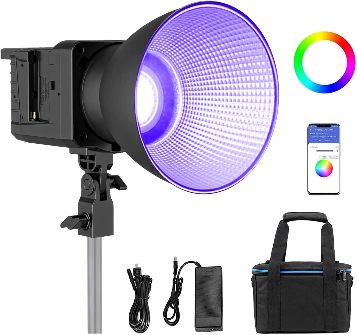 Sokani X100 RGB 100W LED Light with APP Control, Bi-Color 2800k-10000K ...