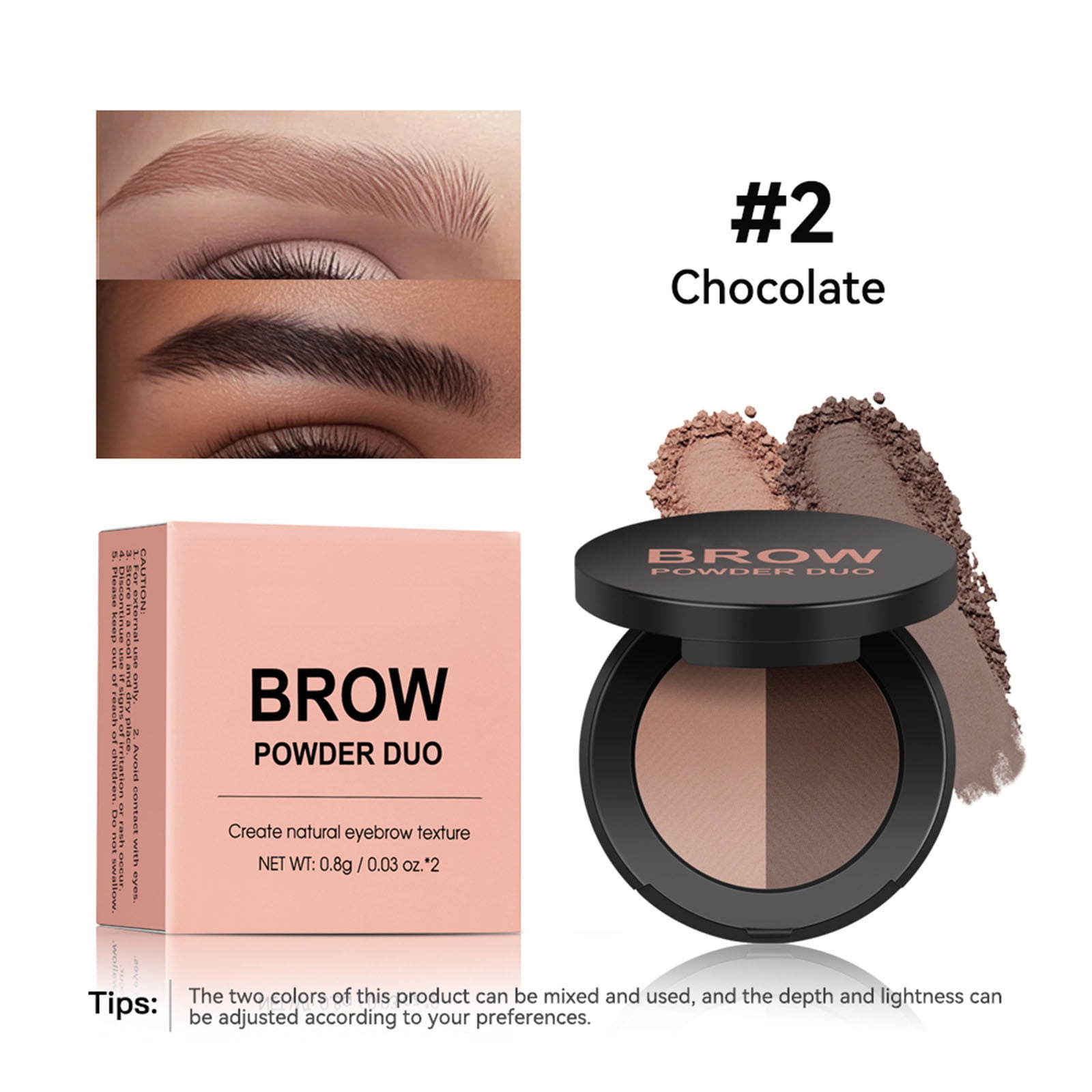 Sokhug 1.6g Dual-Color Eyebrow Powder Blendable Matte Finish, Natural ...