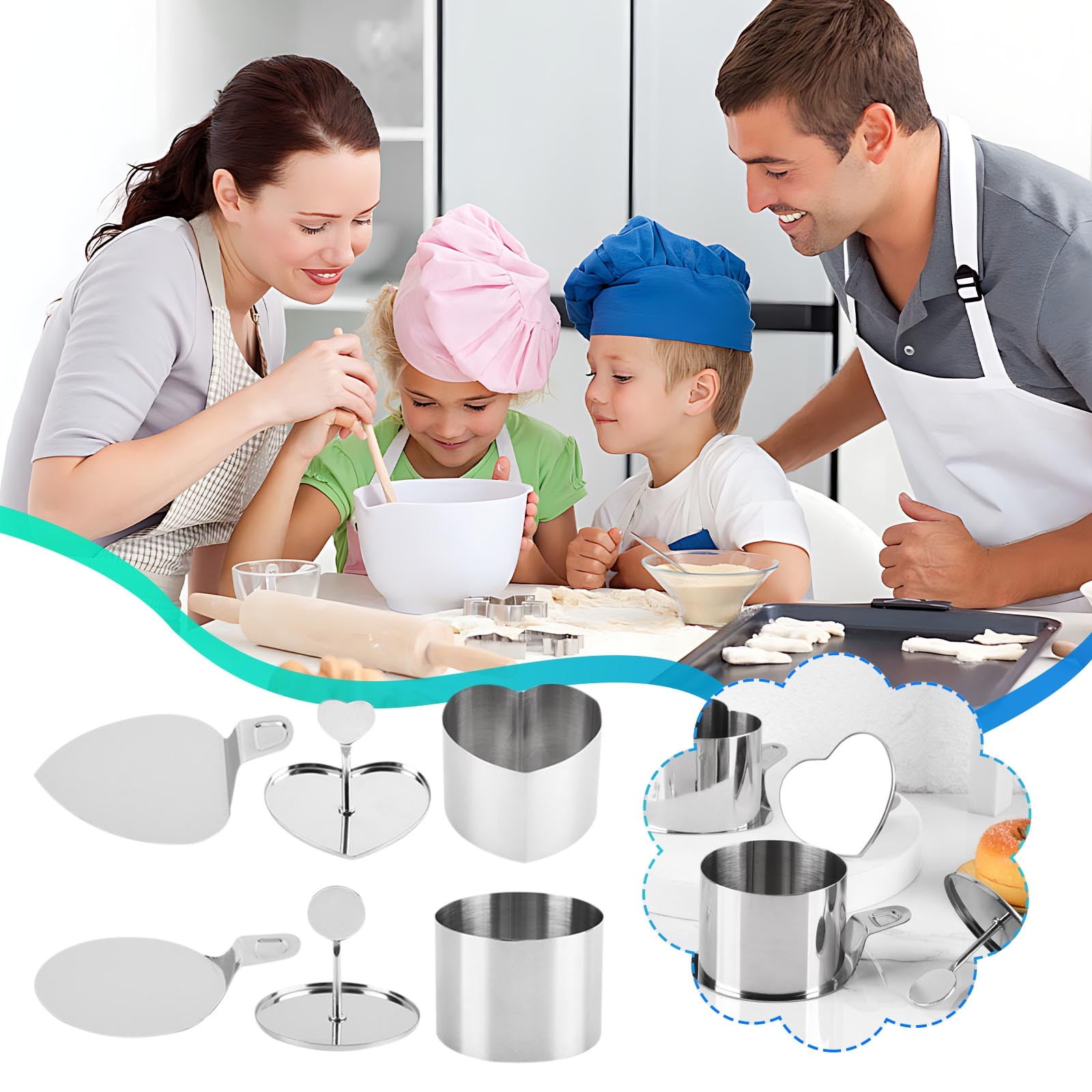 Sokhug 1Set Cake Mold, Stainless Steel 3 inch Dessert Mousse Mold with ...