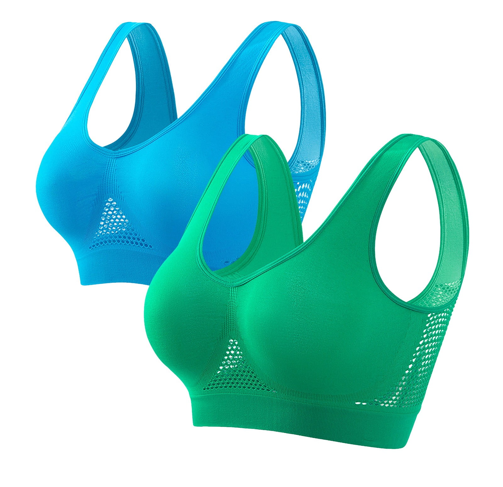 Sokhug 2pc Women Yoga Sleep Bras Seamless Wireless Stretchy Sports Bra ...