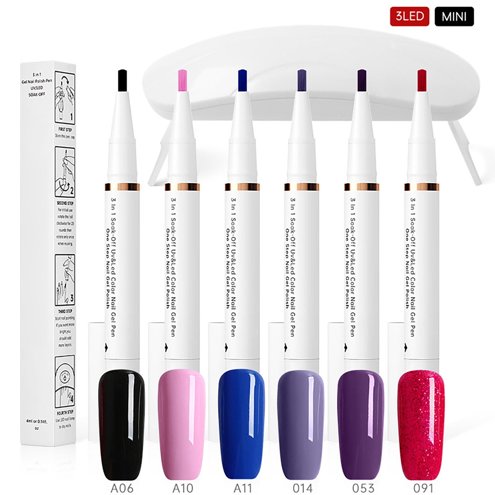 Sokhug 6-Piece Gel Nail Polish Pens + Nail Art Tools High-Pigment ...