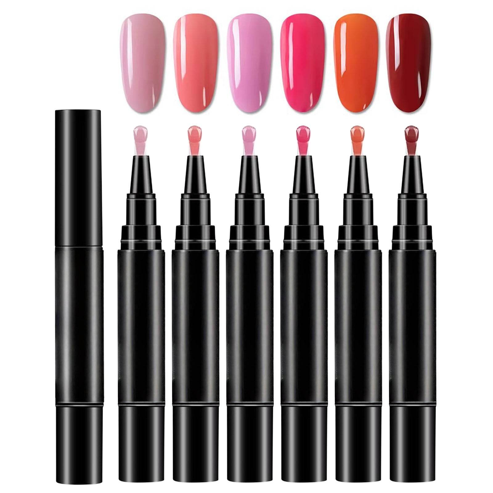 Sokhug 6-Piece Nail Gel Pen Set Vibrant Pigmented Shades, Smudge-Proof ...