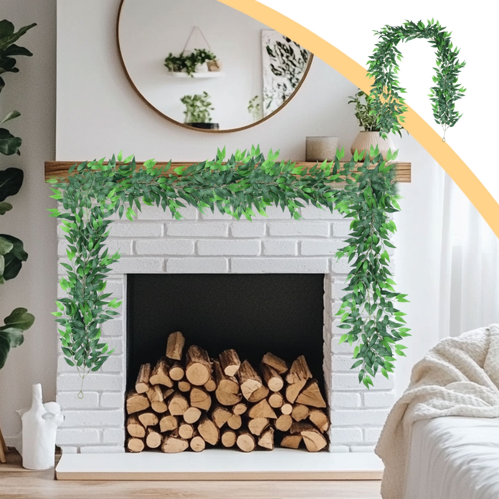 Sokhug Artificial Willow Leaves Vine Twigs Green Leaves Faux Plants ...