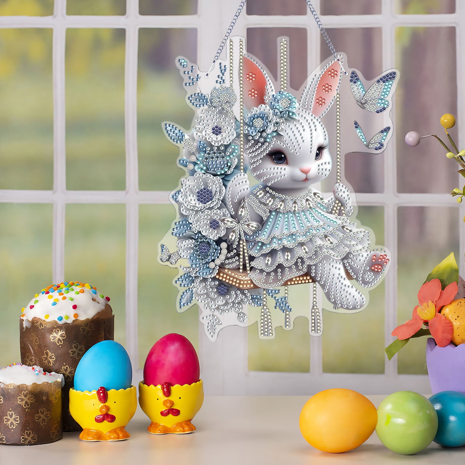 Sokhug Bunny Diamond Art Painting Kits Hanging Pendants Wall Art Easter ...