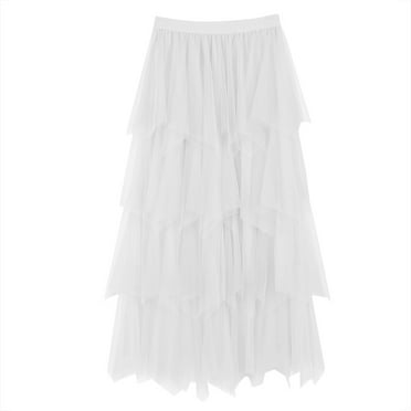 BAOQIN Women's Skirts Women's Tulle Print Skirt Ruffle Multilayer Mesh ...