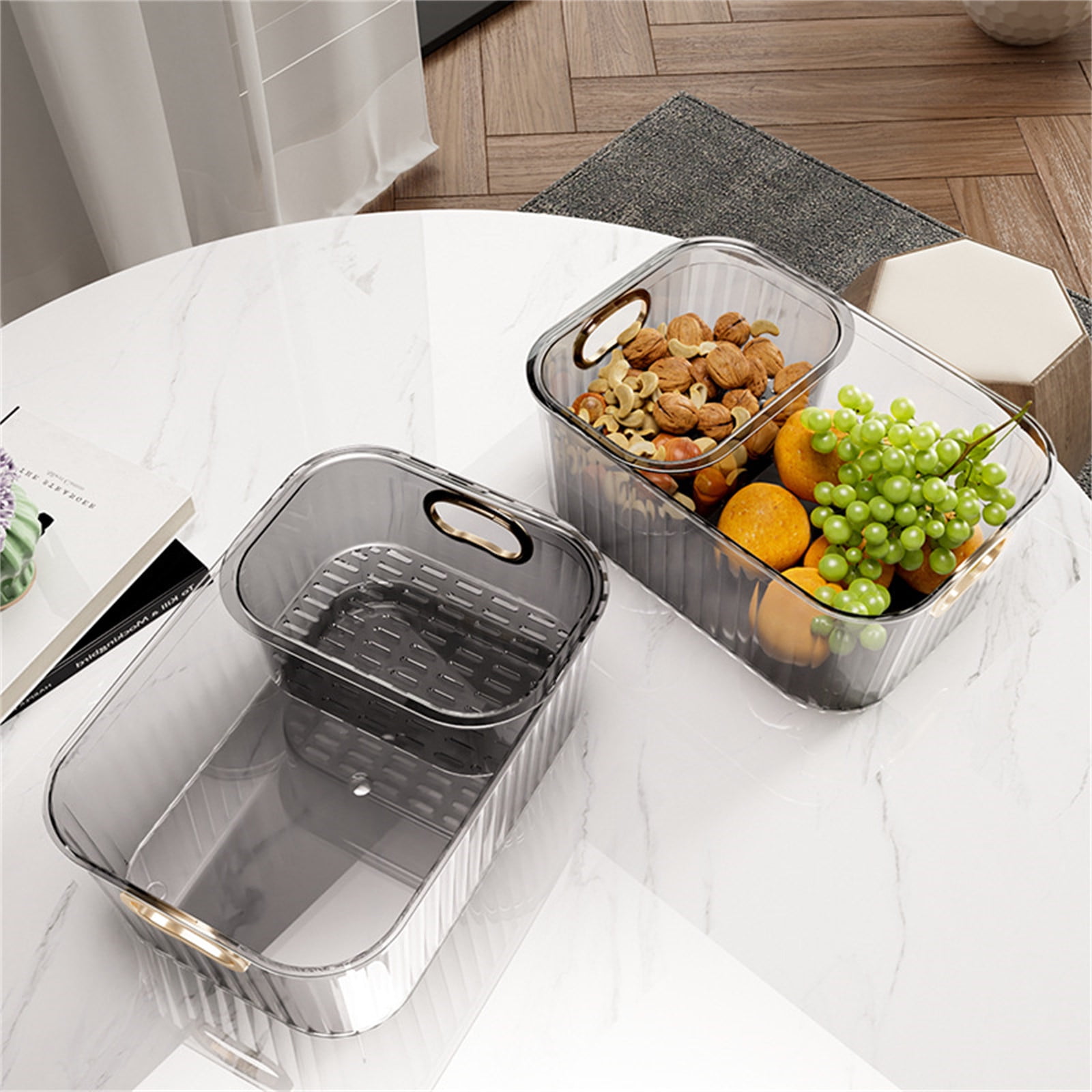 Sokhug Clear Pantry Organizer Bins, Multi Functional Double Layered ...