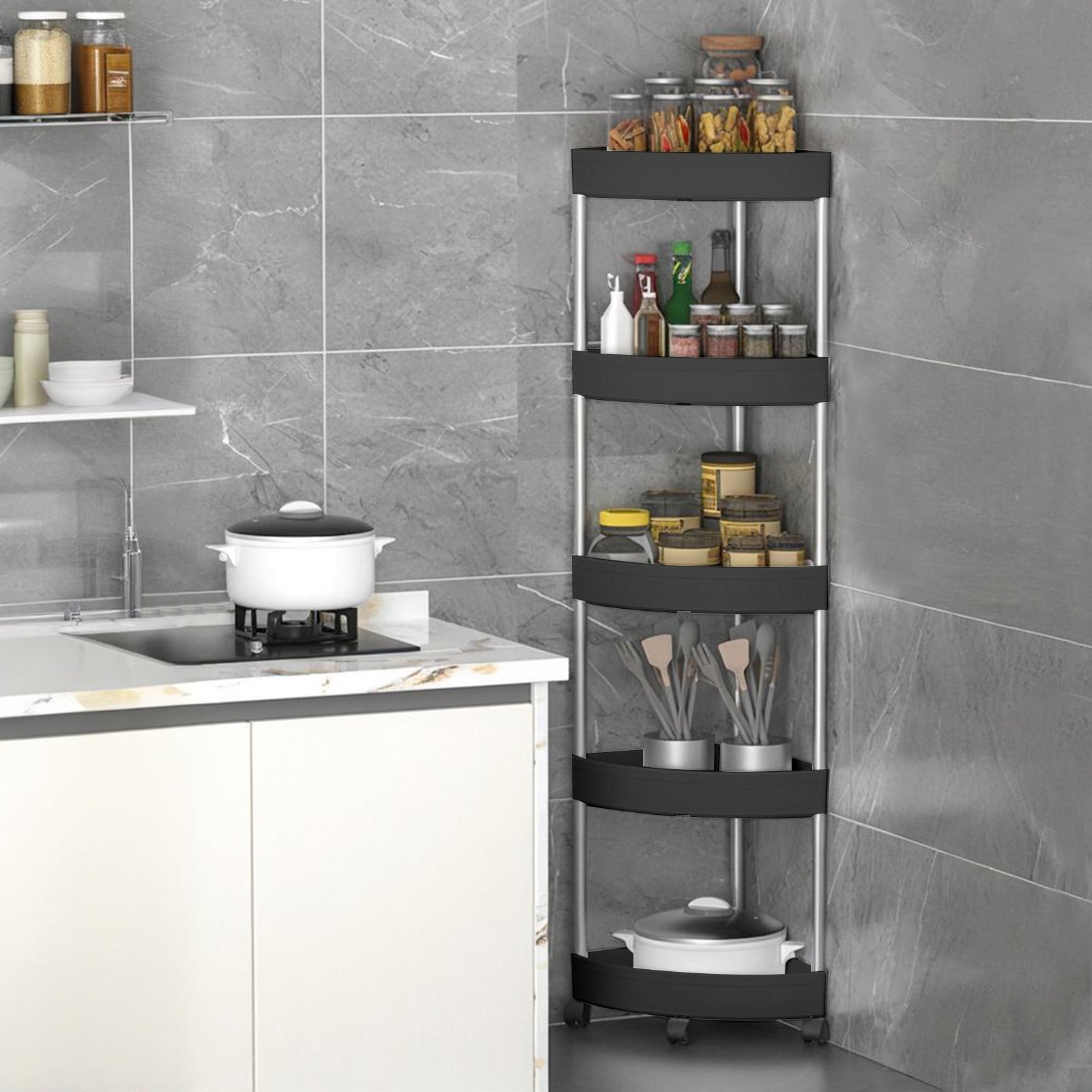 Sokhug Clearance Utility Slim Storage Cart, 5-Tier Narrow Bathroom ...