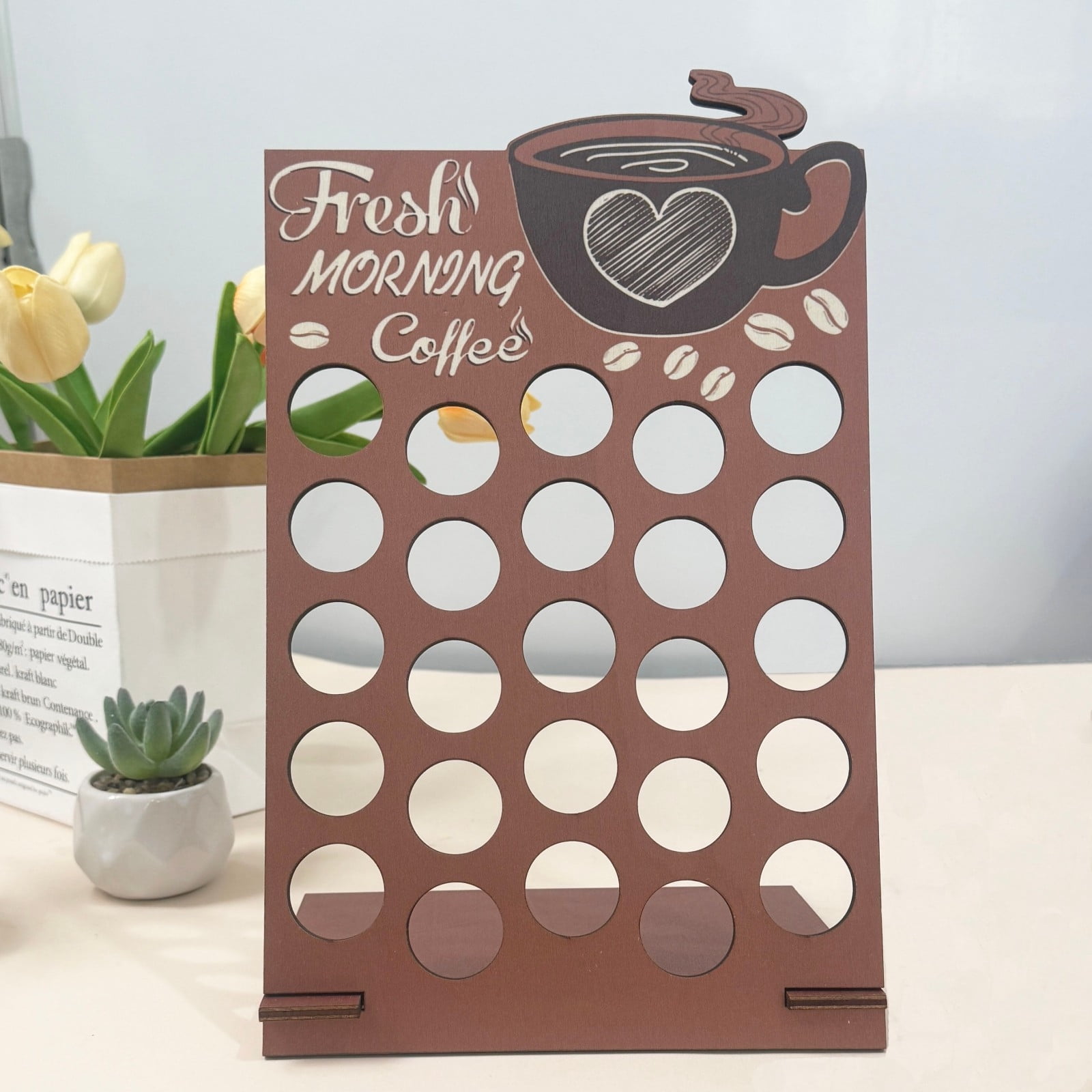 Sokhug Coffee Pod Holder Organizer, Wood Coffee Pod Storage Stand ...