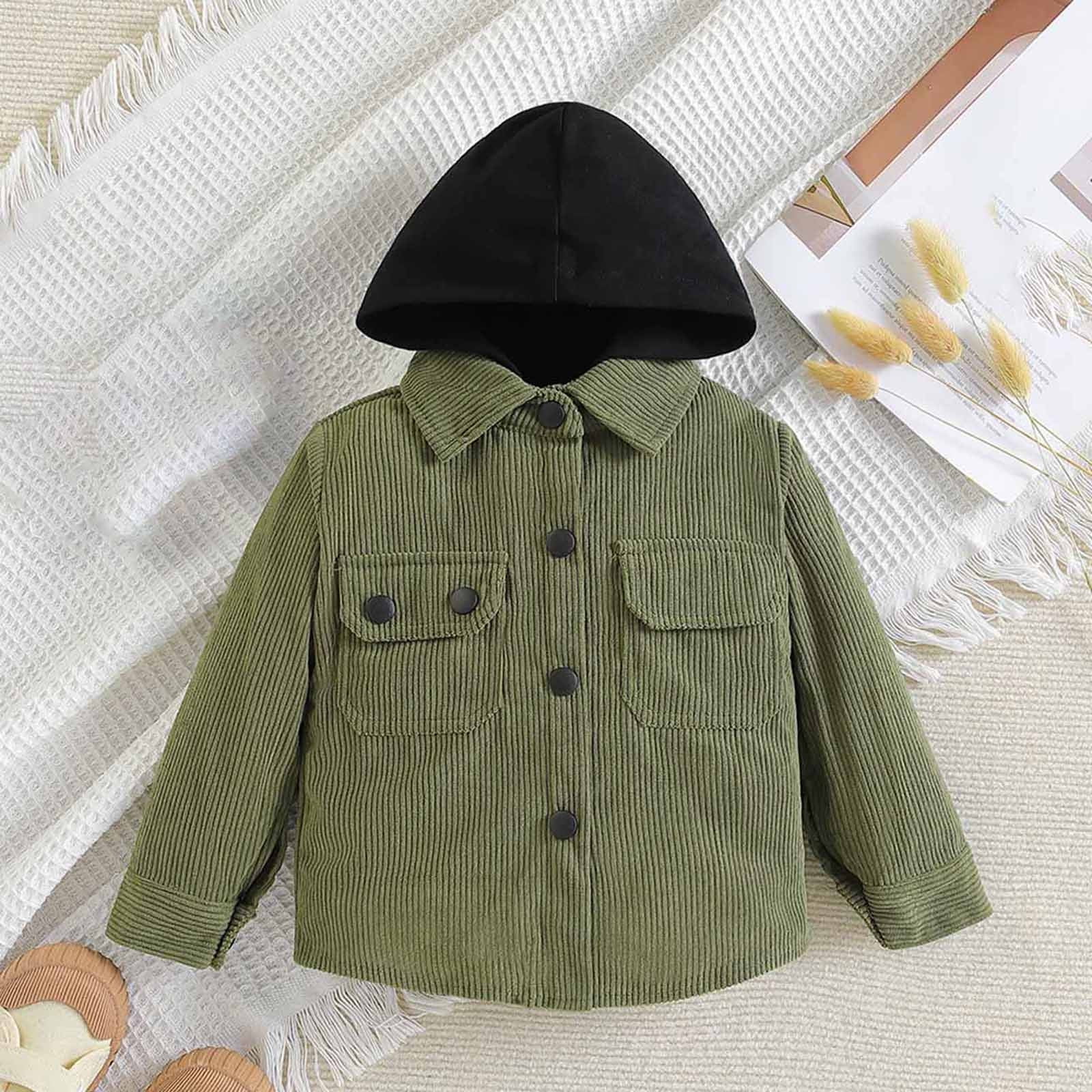 Sokhug Fall Kids Toddler Flannel Shirt Jacket Long Sleeve Colored Hooded Coat Boys' Thin ...